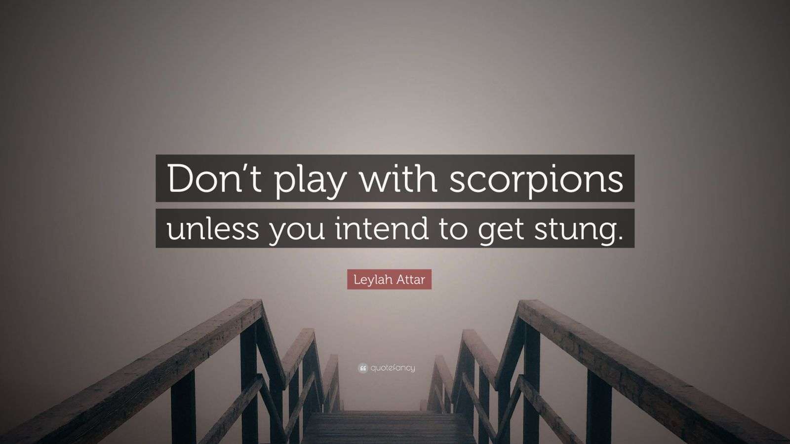 Leylah Attar Quote: “Don’t play with scorpions unless you intend to get stung.”