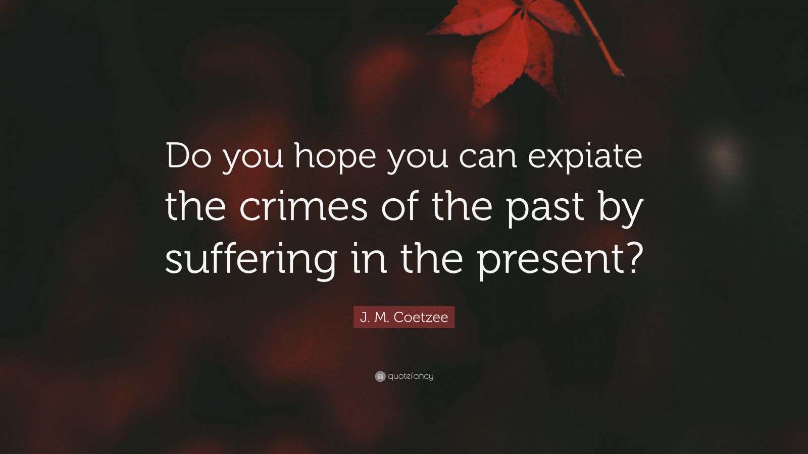 J. M. Coetzee Quote: “Do you hope you can expiate the crimes of the ...