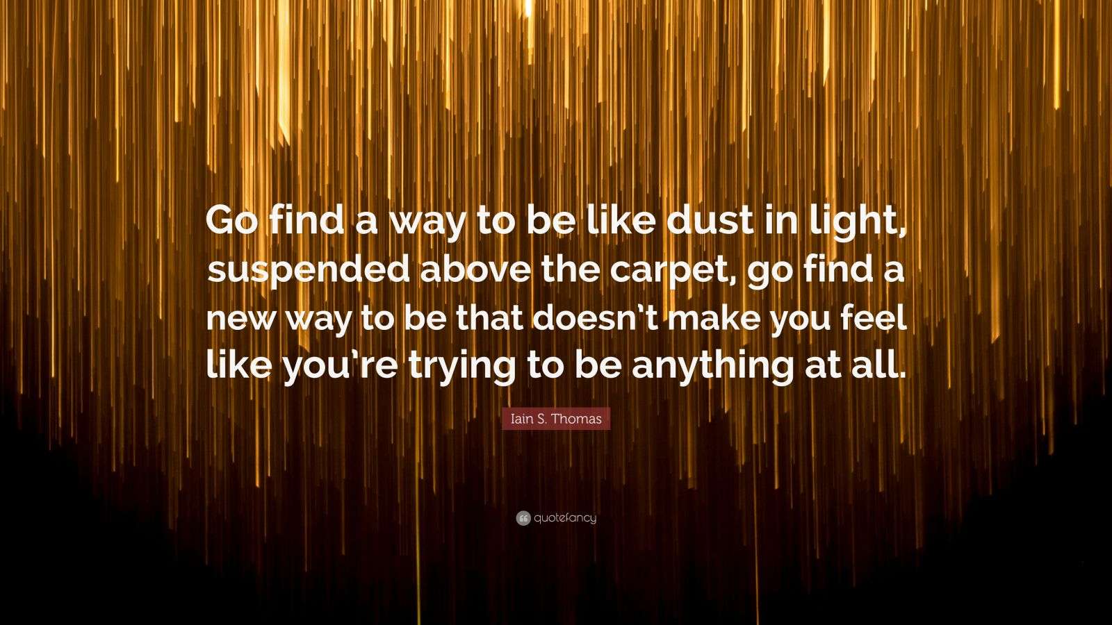 Iain S. Thomas Quote: “Go find a way to be like dust in light ...