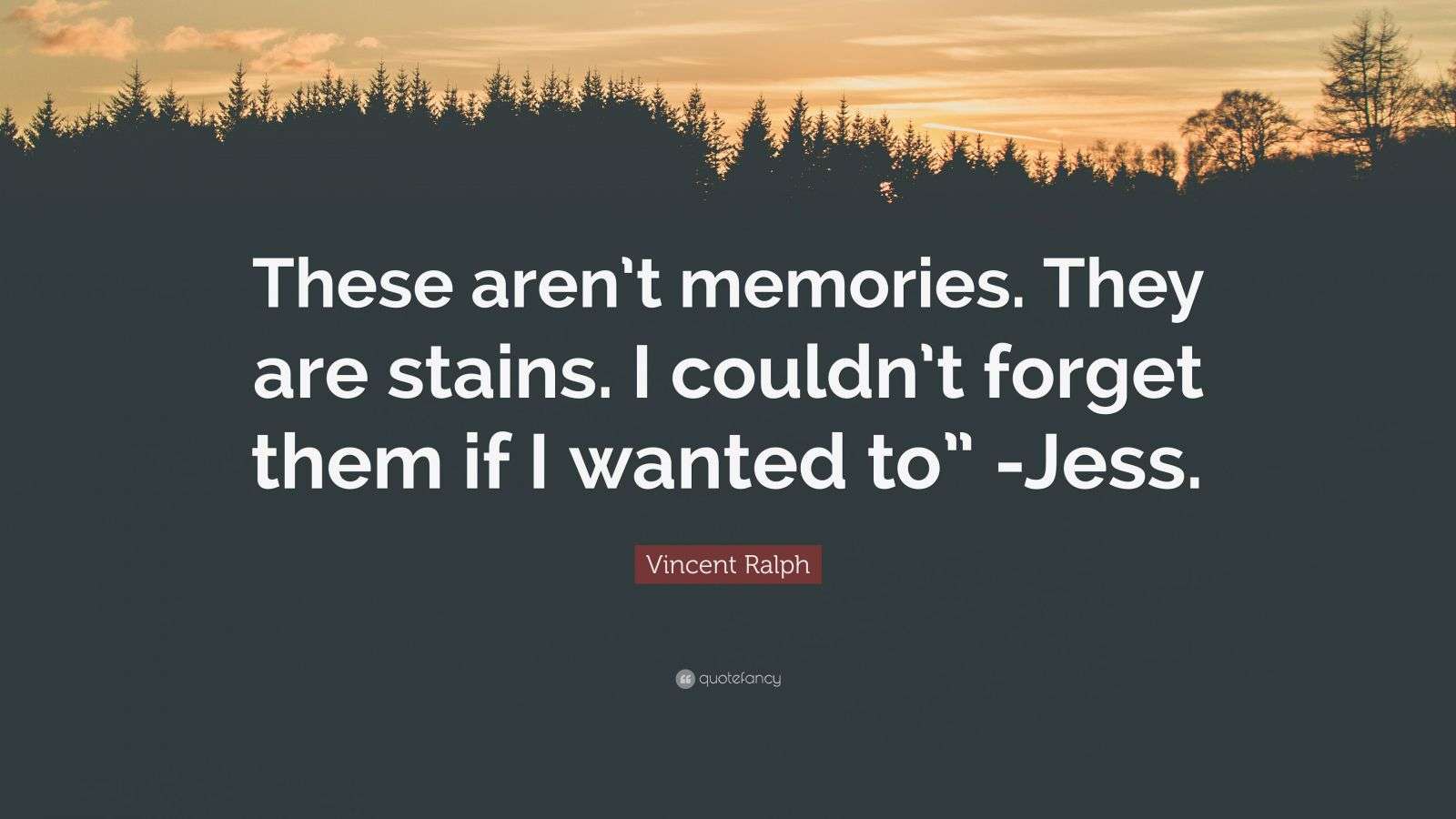 Vincent Ralph Quote: “These aren’t memories. They are stains. I couldn ...