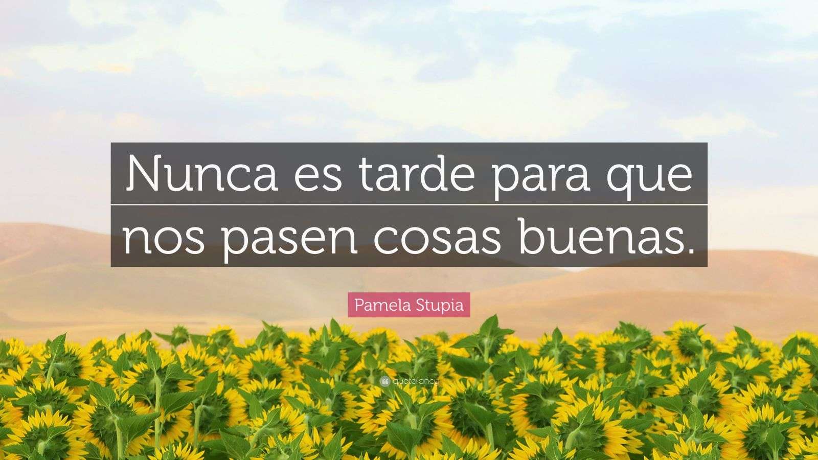 Pamela Stupia Quote: “Nunca es tarde para que nos pasen cosas buenas.”