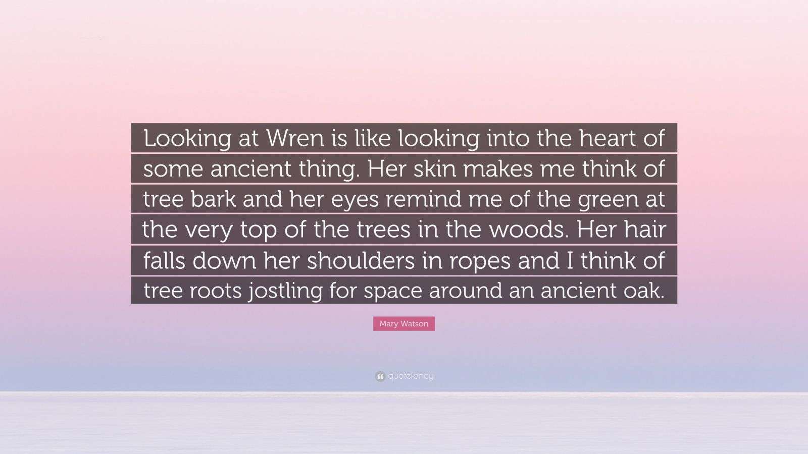 Mary Watson Quote: “Looking at Wren is like looking into the heart of ...