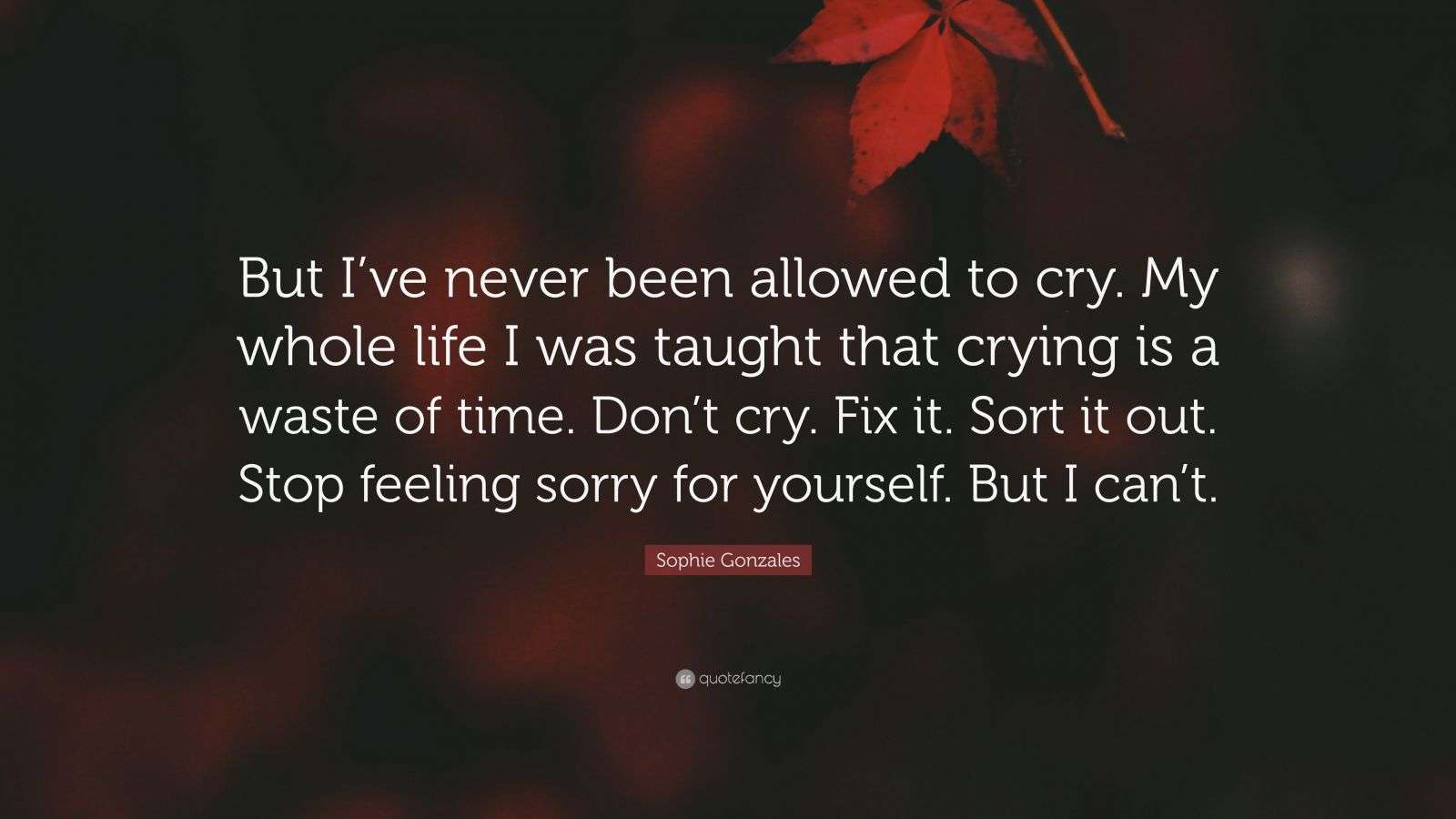 Sophie Gonzales Quote: “But I’ve never been allowed to cry. My whole ...