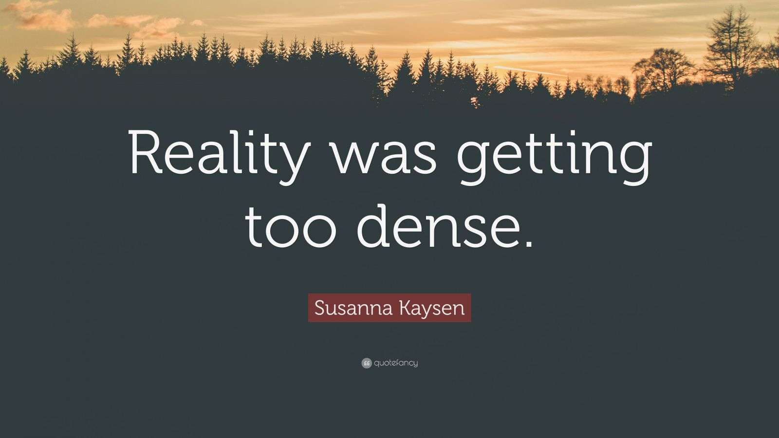 Susanna Kaysen Quote: “Reality was getting too dense.”