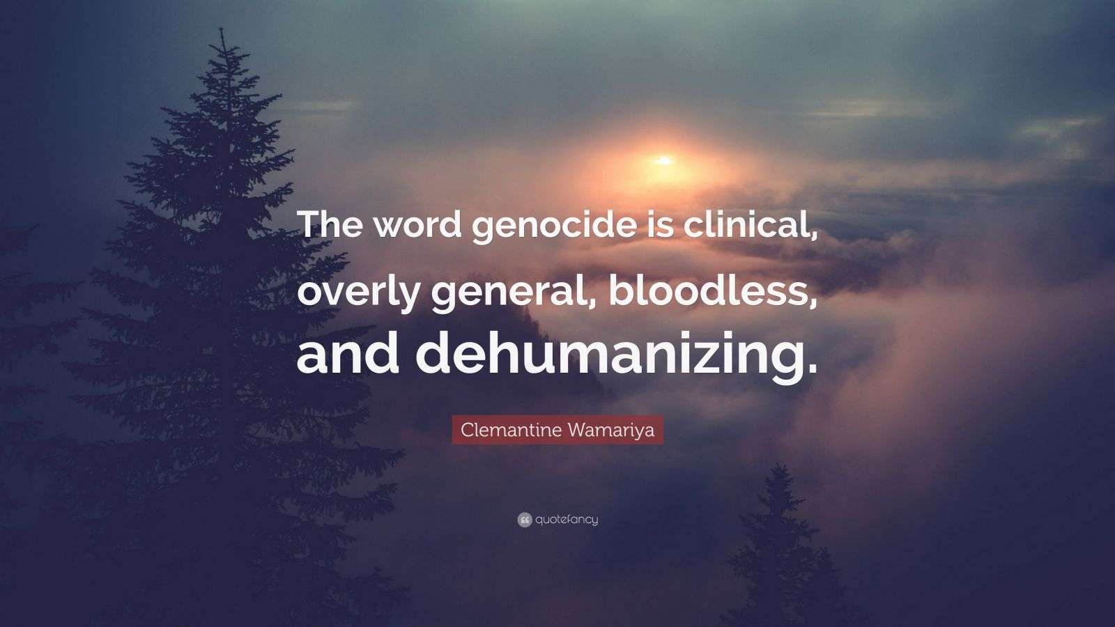 Clemantine Wamariya Quote: “The word genocide is clinical, overly ...