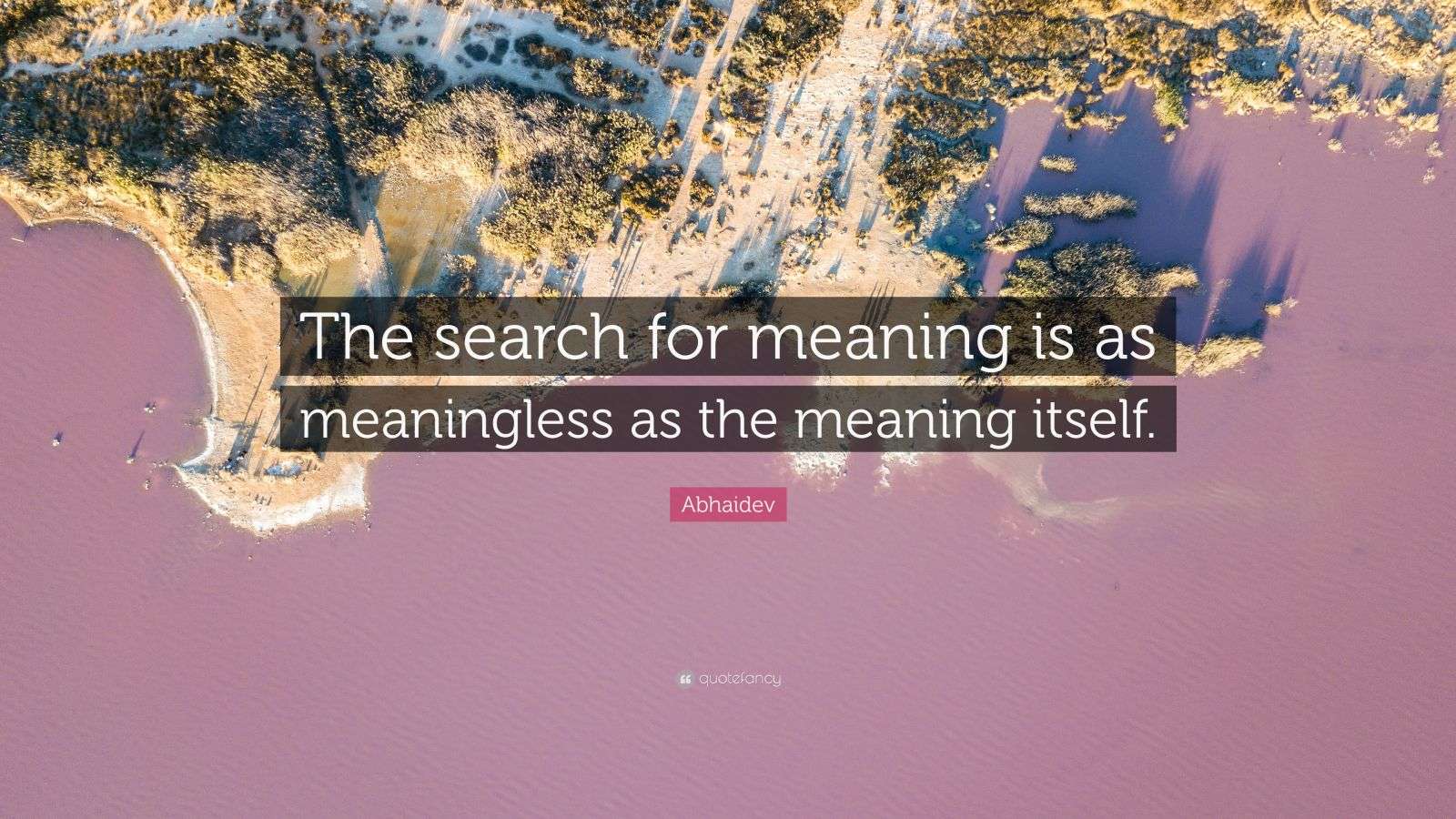 Abhaidev Quote: “The search for meaning is as meaningless as the ...