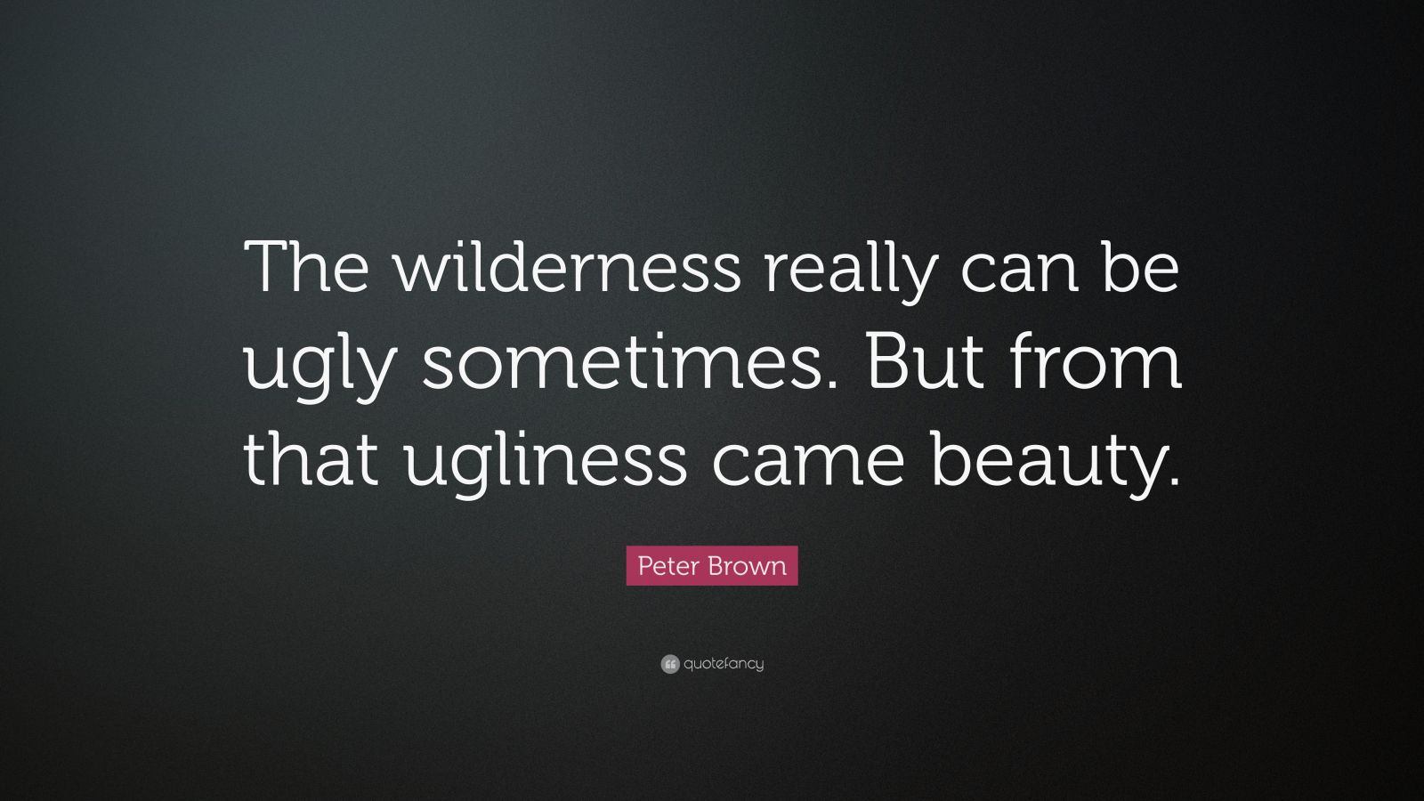Peter Brown Quote: “The wilderness really can be ugly sometimes. But ...