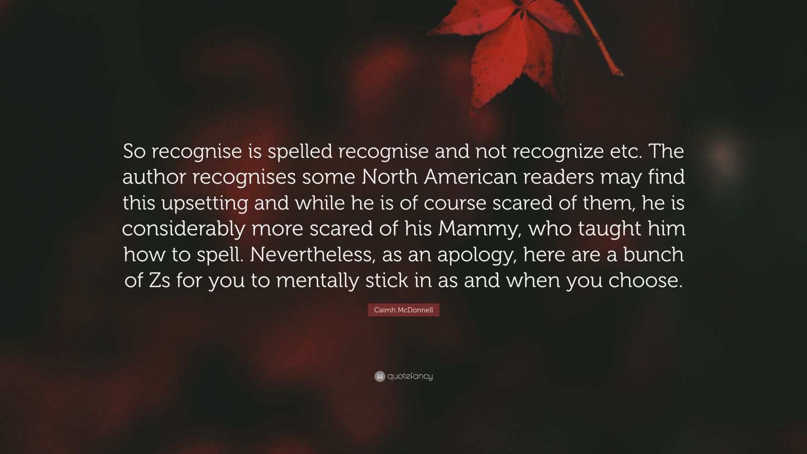 Caimh McDonnell Quote: “So recognise is spelled recognise and not ...