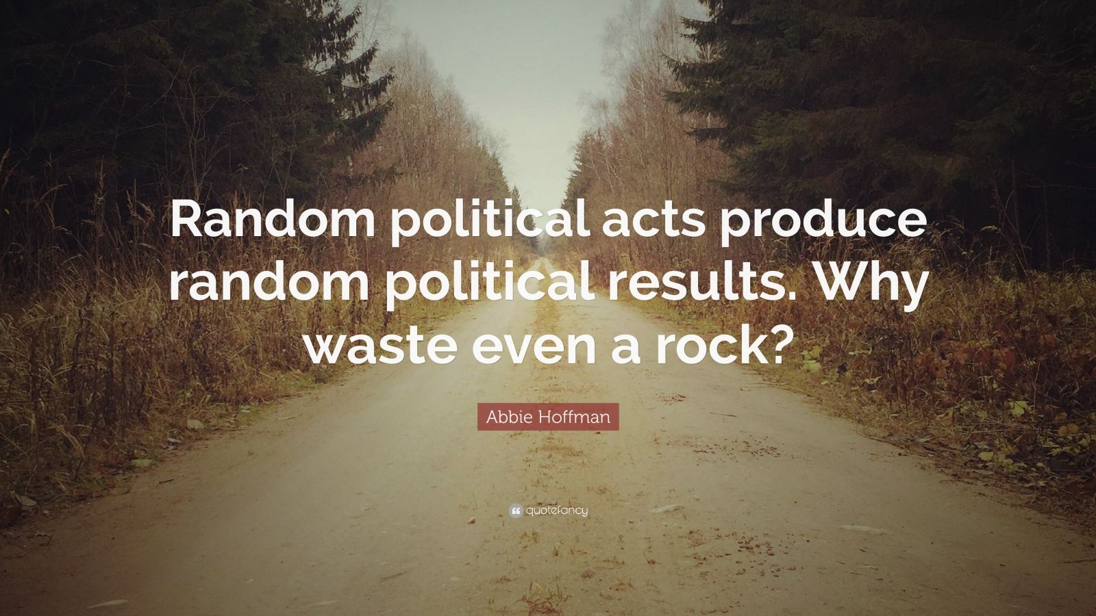 Abbie Hoffman Quote: “Random political acts produce random political ...
