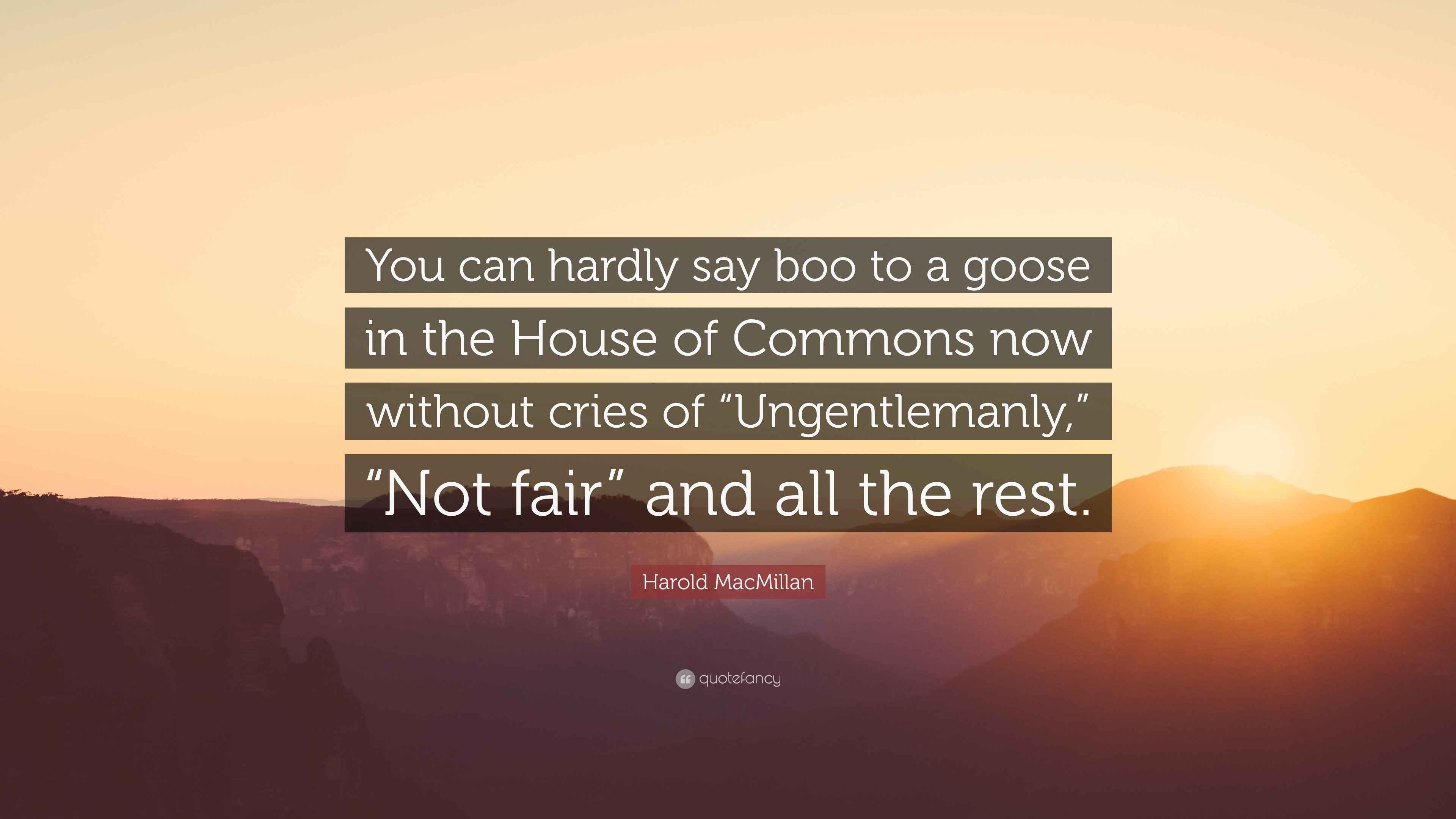 Harold MacMillan Quote: “You can hardly say boo to a goose in the House ...