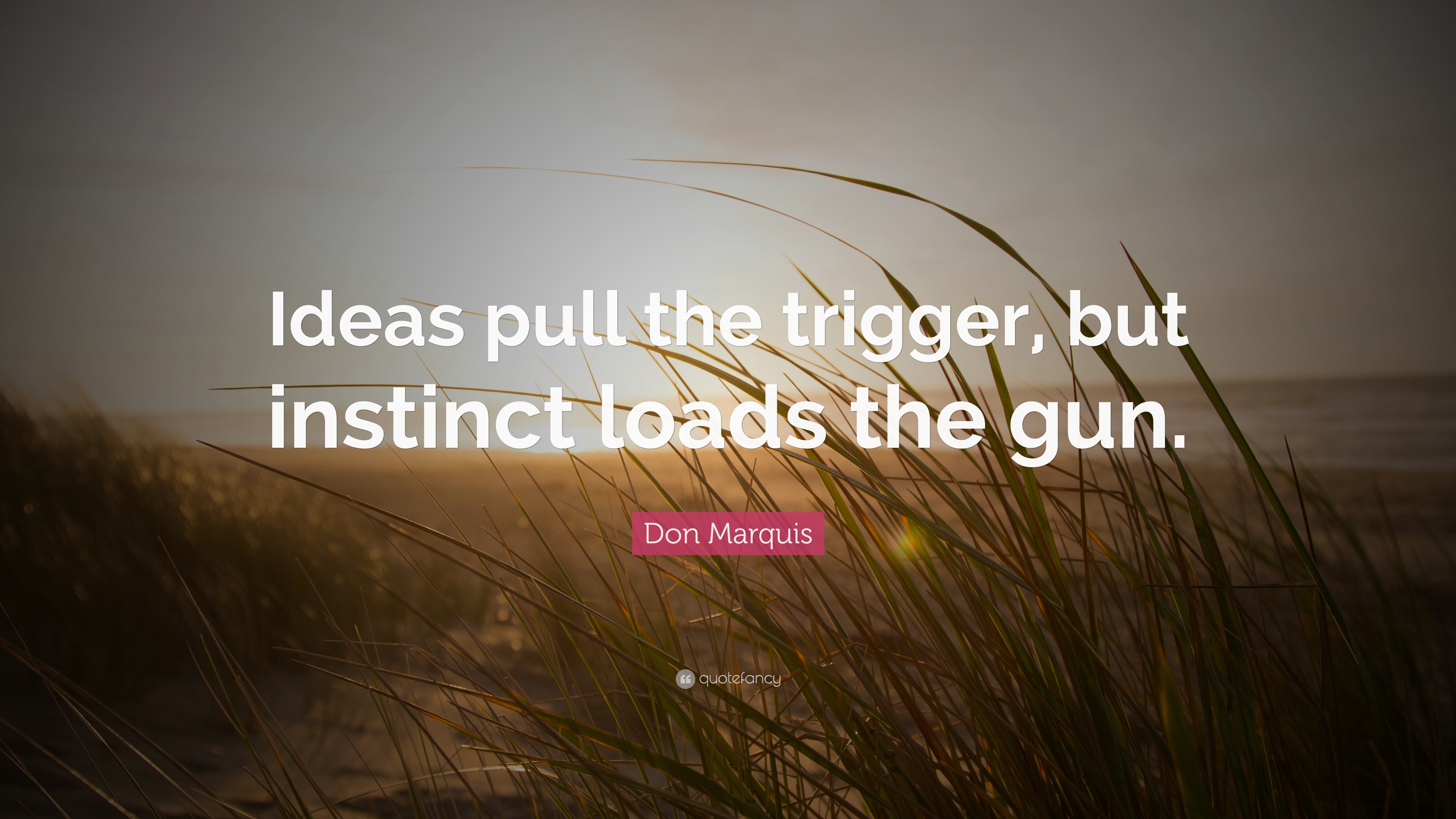 Don Marquis Quote: “Ideas pull the trigger, but instinct loads the gun.”