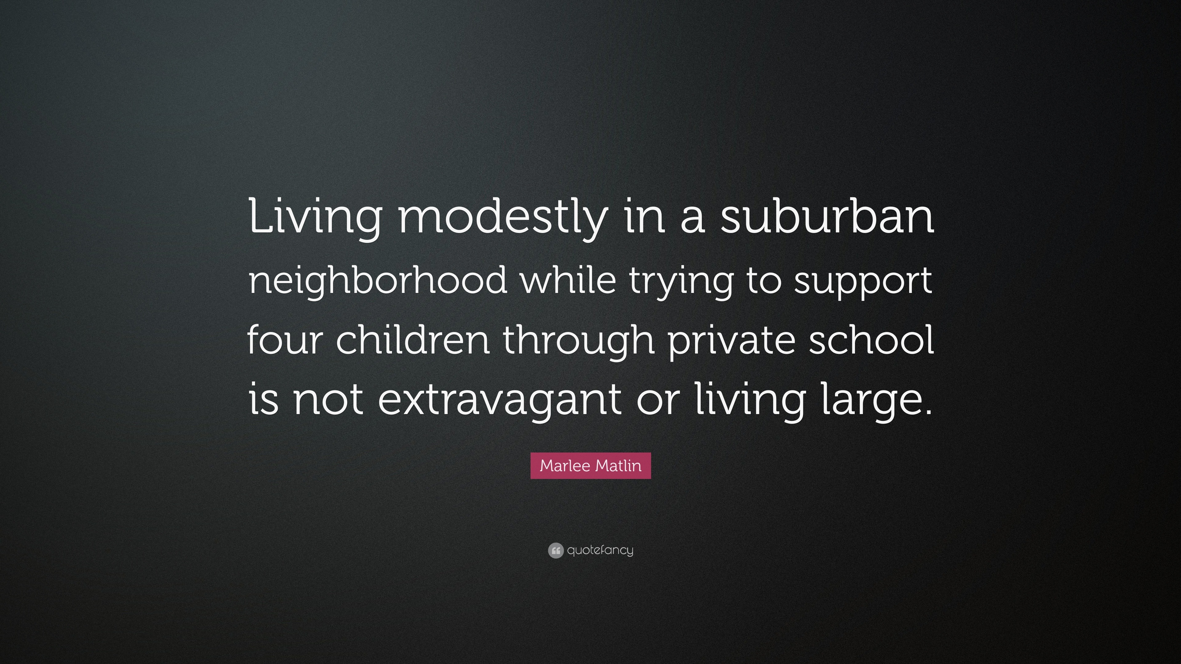 Marlee Matlin Quote: “Living modestly in a suburban neighborhood while ...
