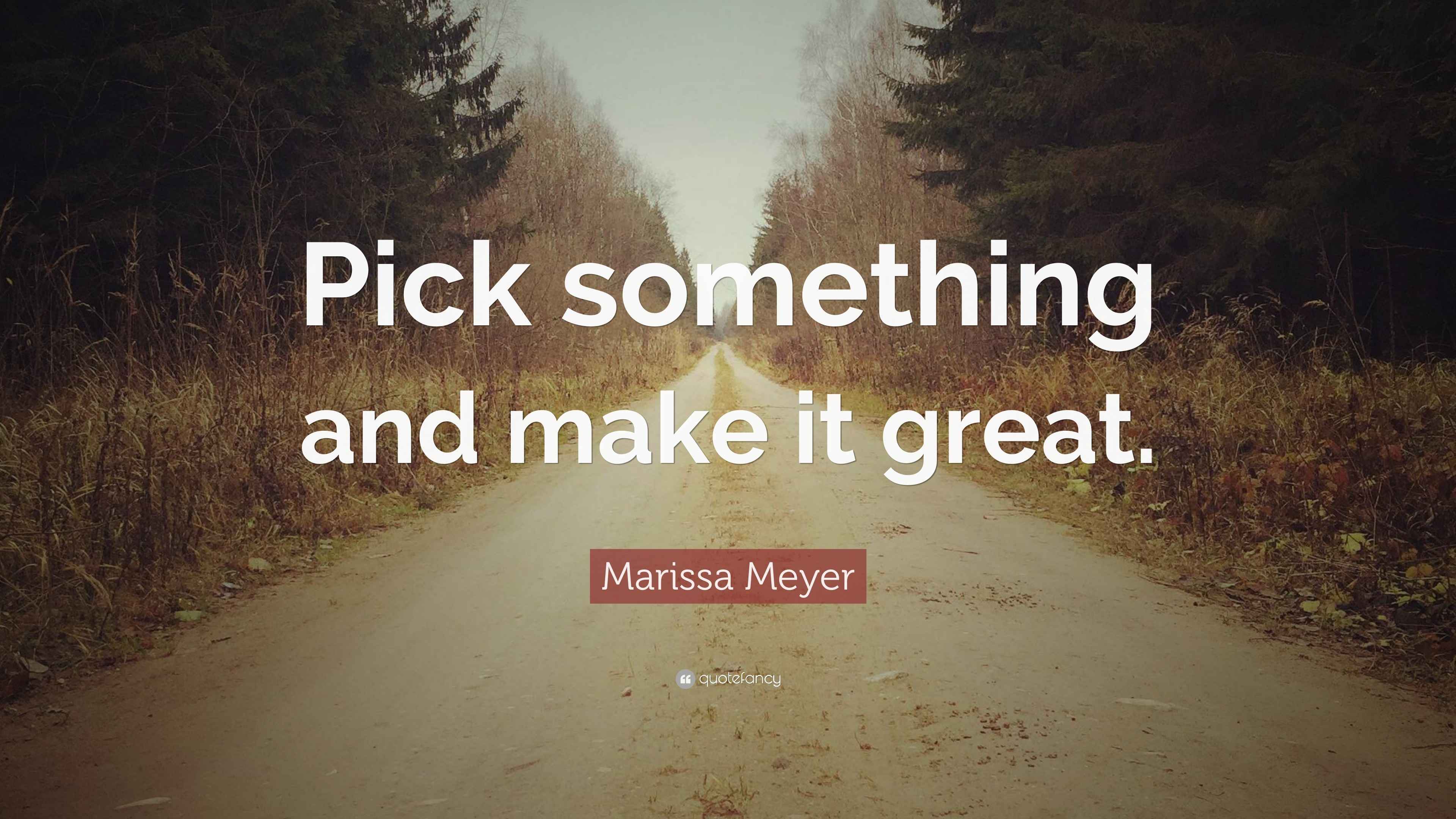 Marissa Meyer Quote: “Pick something and make it great.”