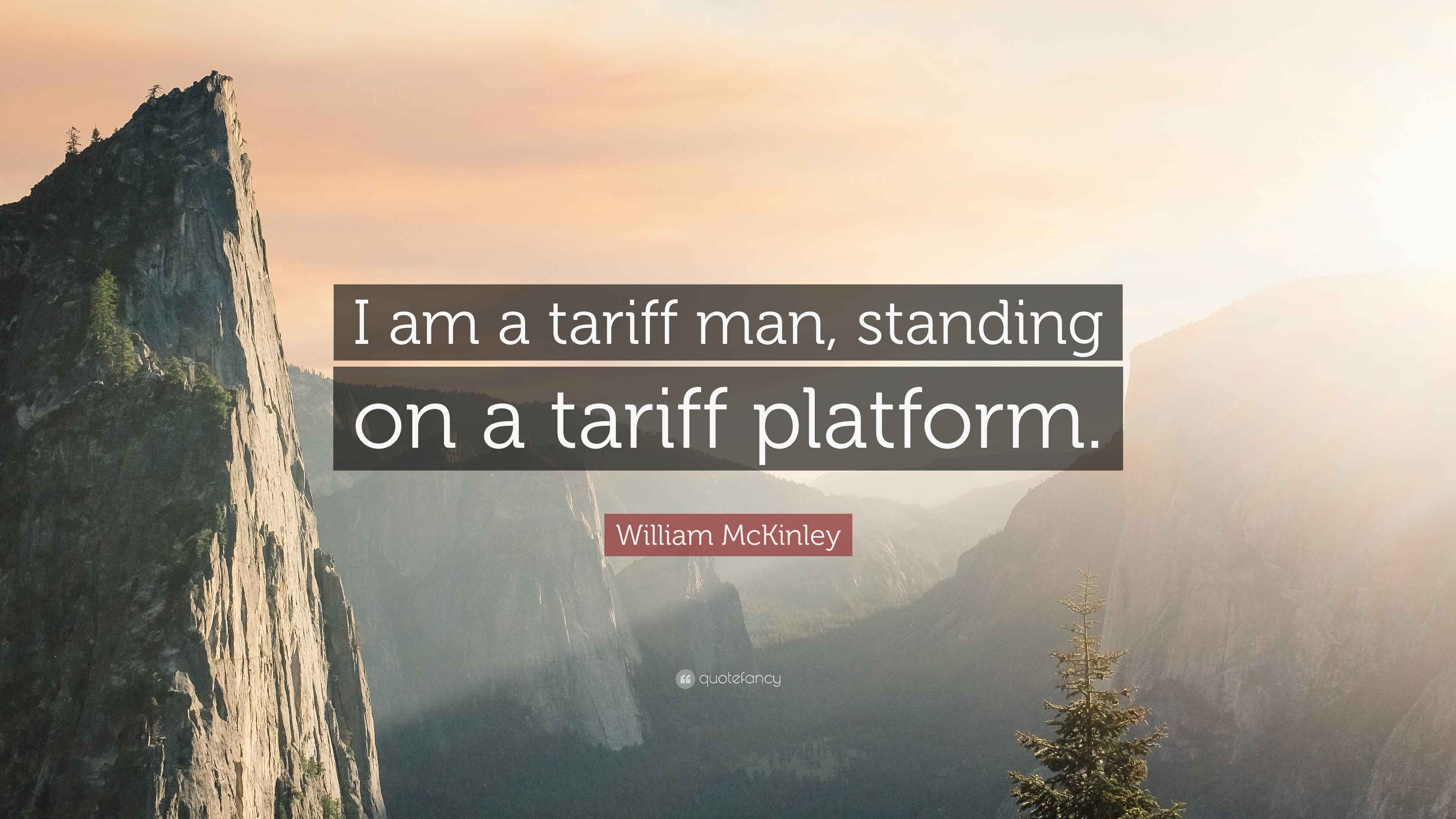 William McKinley Quote: “I am a tariff man, standing on a tariff platform.”