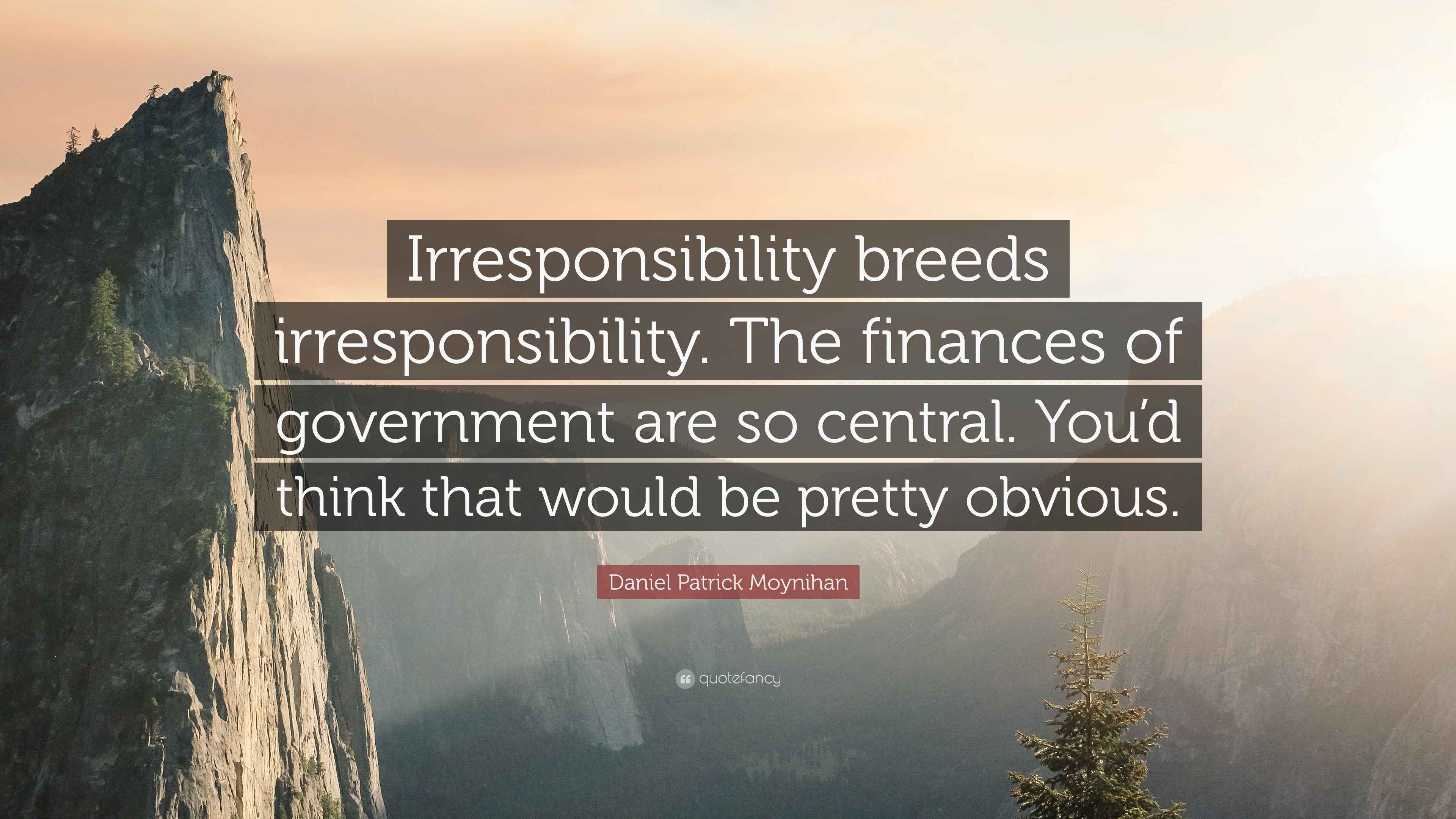 Daniel Patrick Moynihan Quote: “Irresponsibility breeds ...