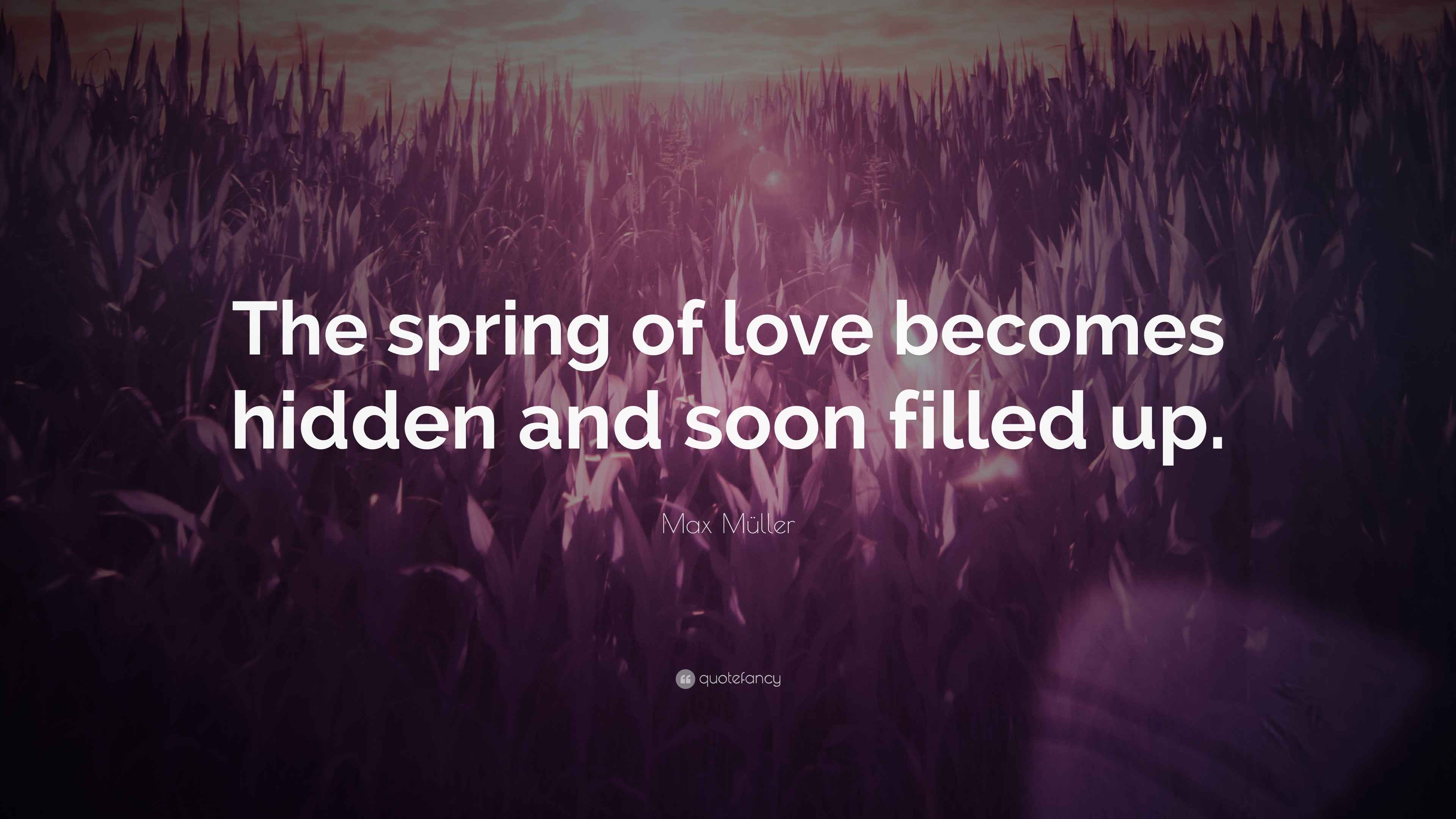 Max Müller Quote: “The spring of love becomes hidden and soon filled up.”