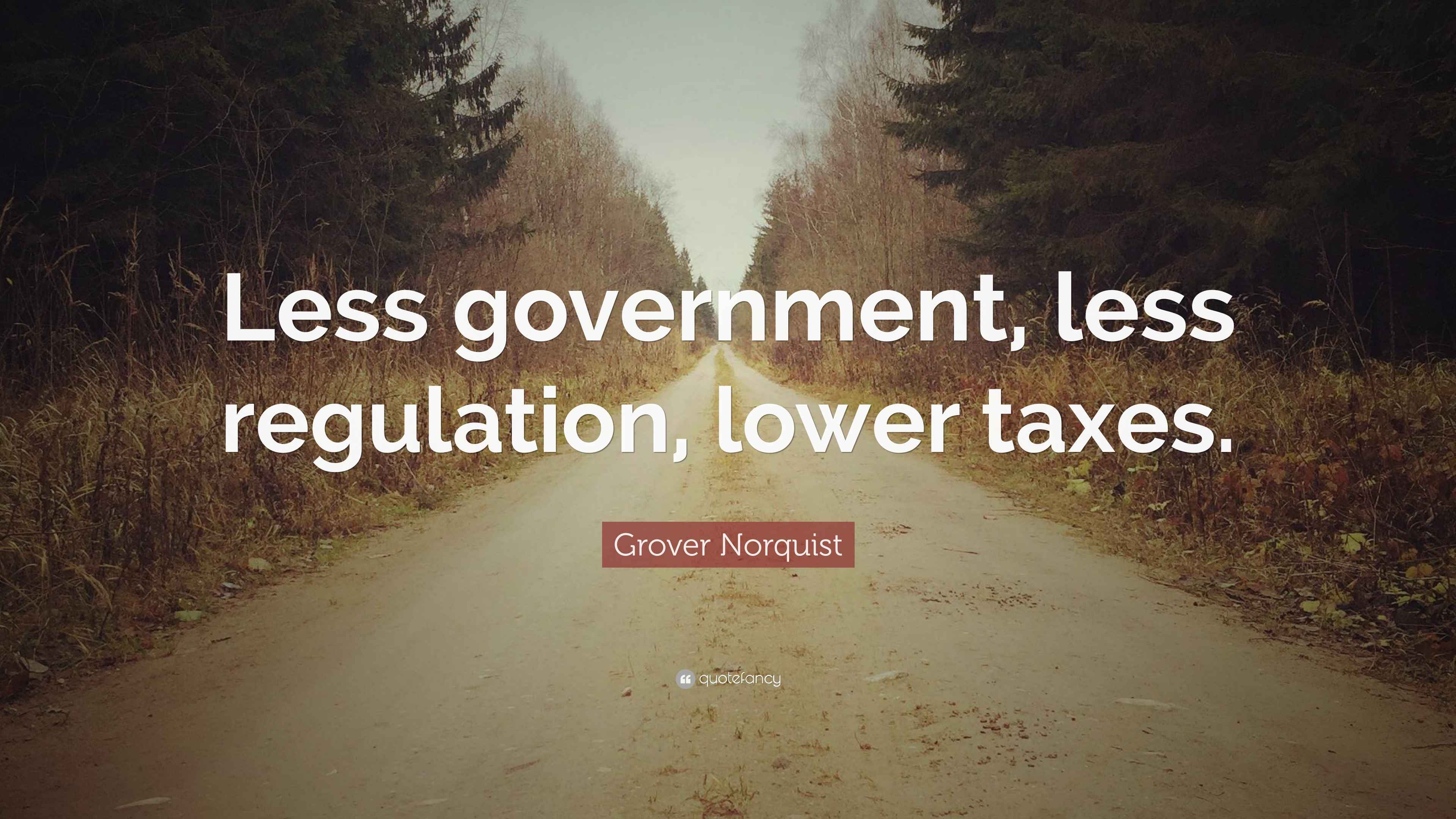 Grover Norquist Quote: “Less government, less regulation, lower taxes.”
