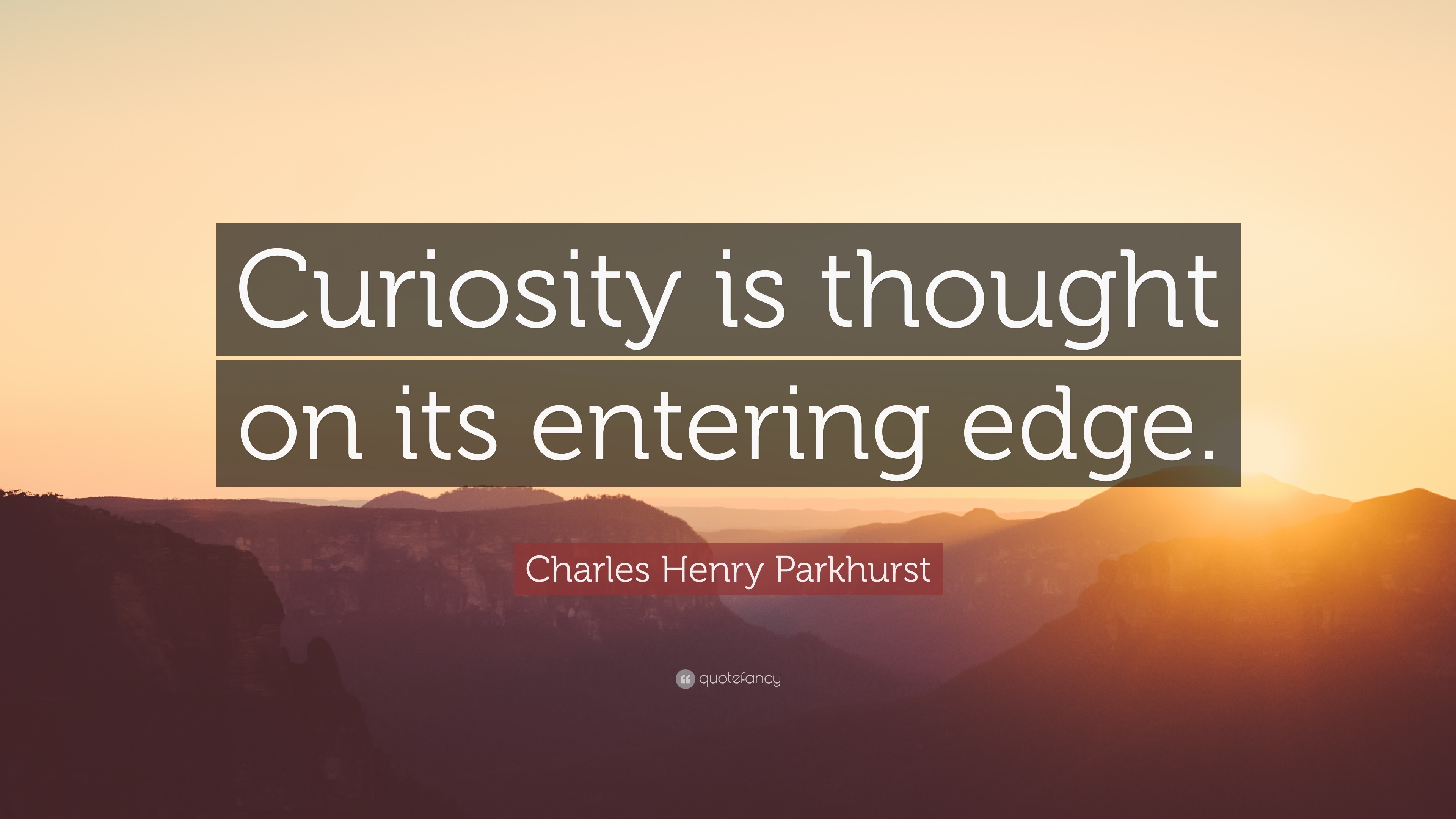 Charles Henry Parkhurst Quote: “Curiosity is thought on its entering edge.”