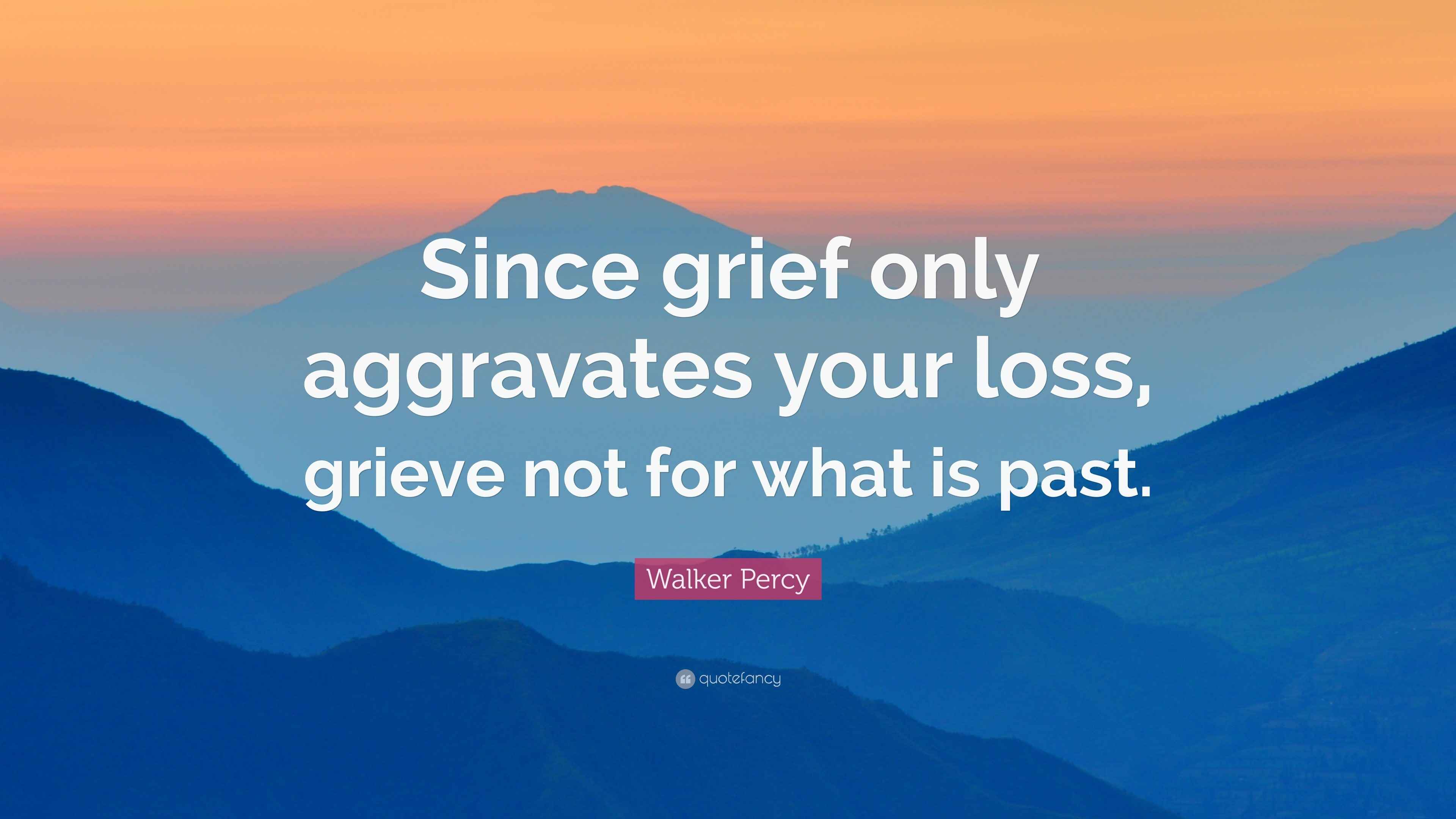Walker Percy Quote: “Since grief only aggravates your loss, grieve not ...