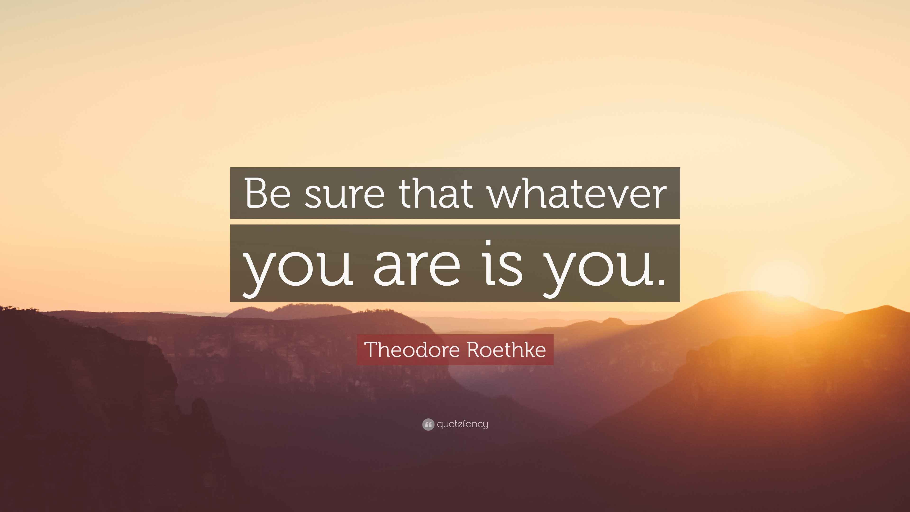 Theodore Roethke Quote: “Be sure that whatever you are is you.”