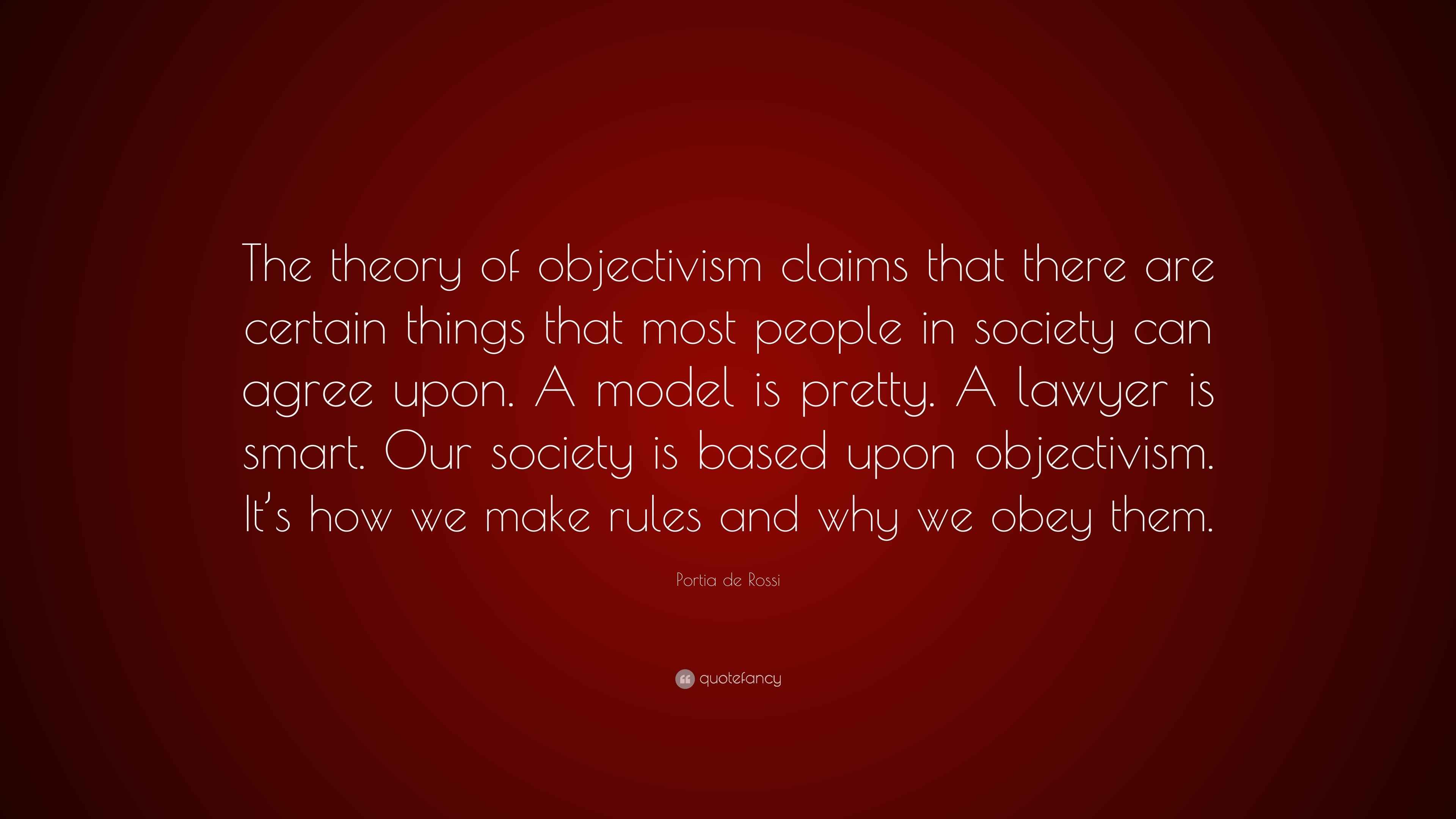 Portia de Rossi Quote: “The theory of objectivism claims that there are ...