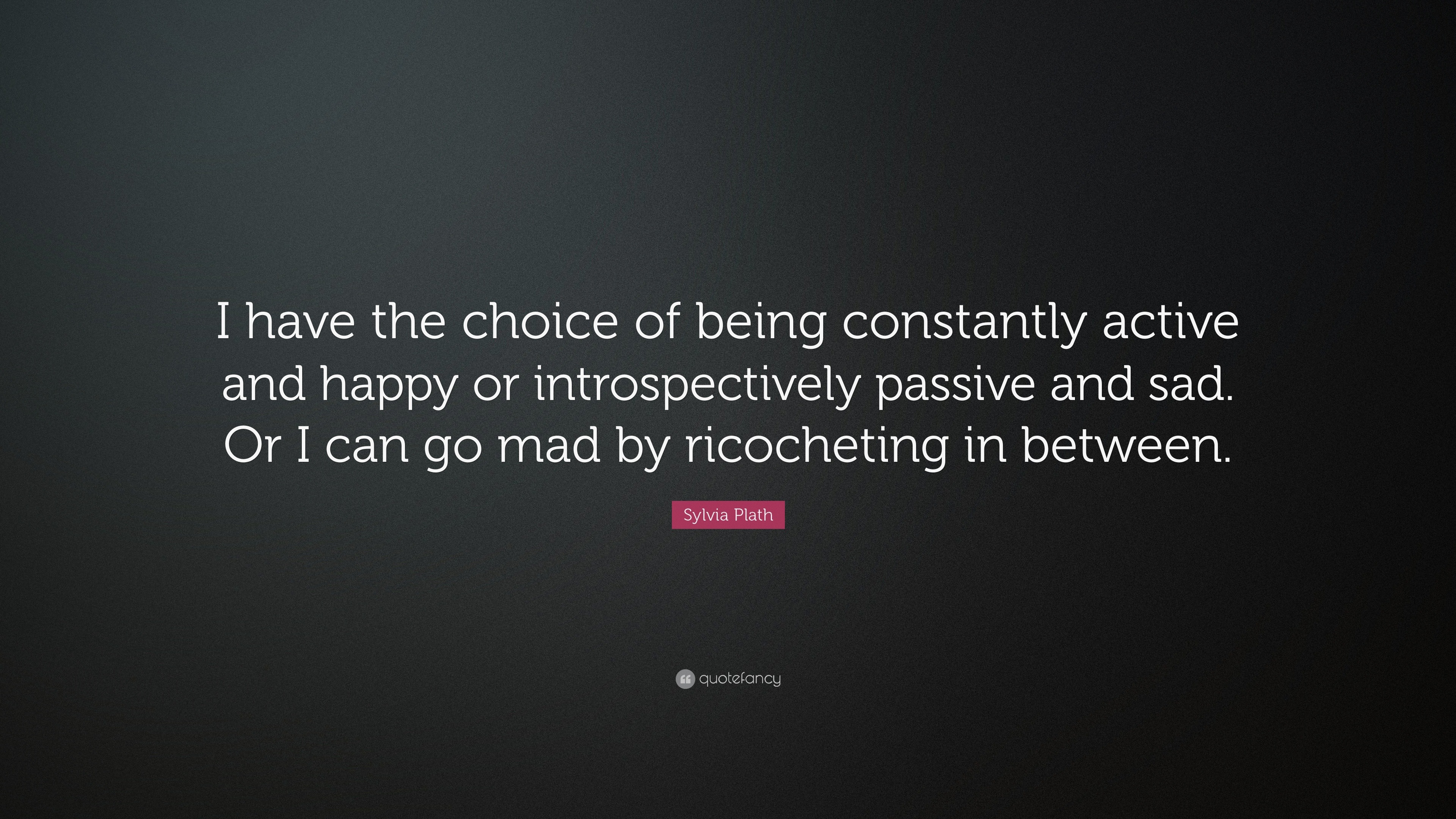 Sylvia Plath Quote: “I have the choice of being constantly active and ...