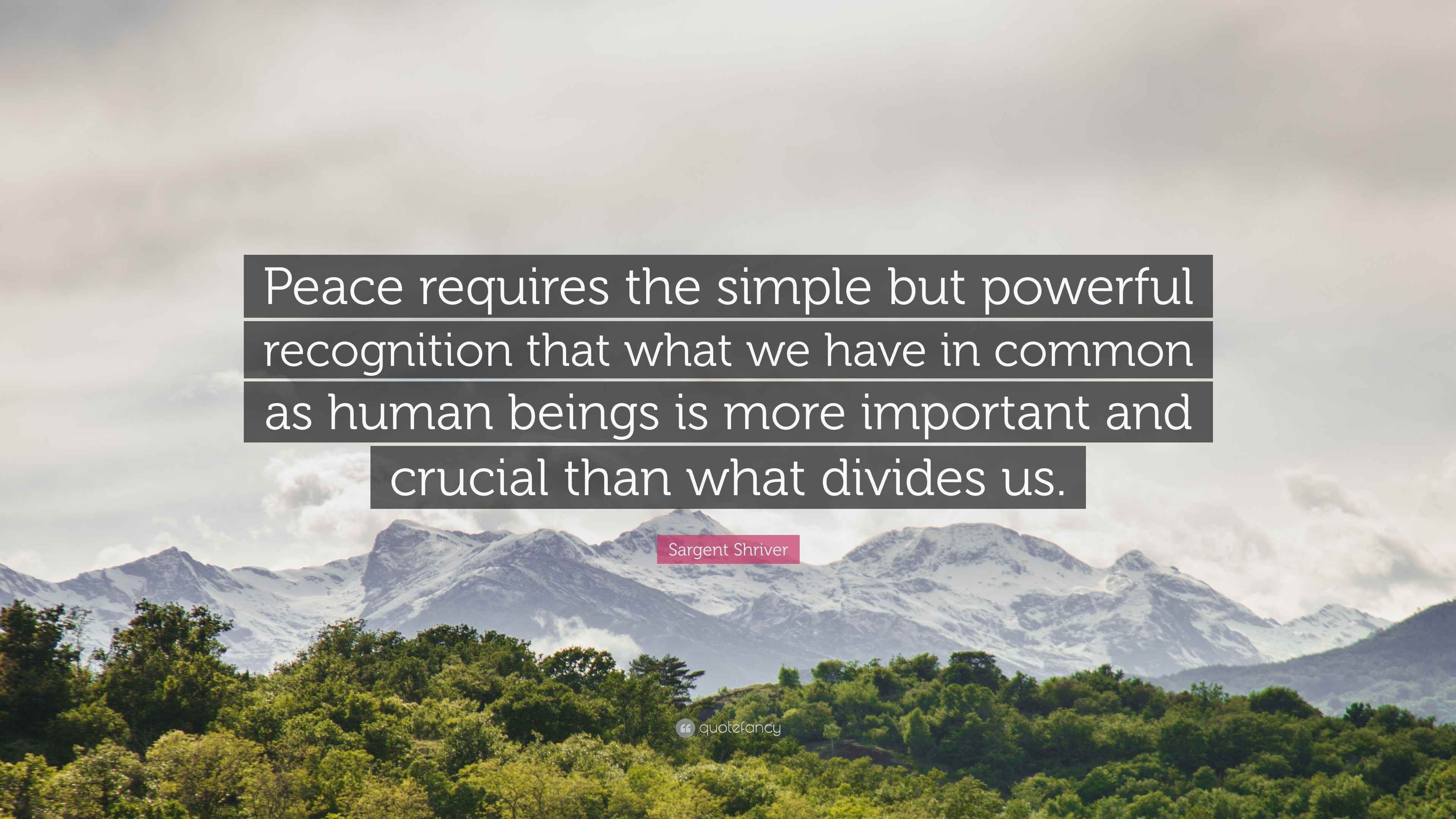 Sargent Shriver Quote: “Peace requires the simple but powerful ...