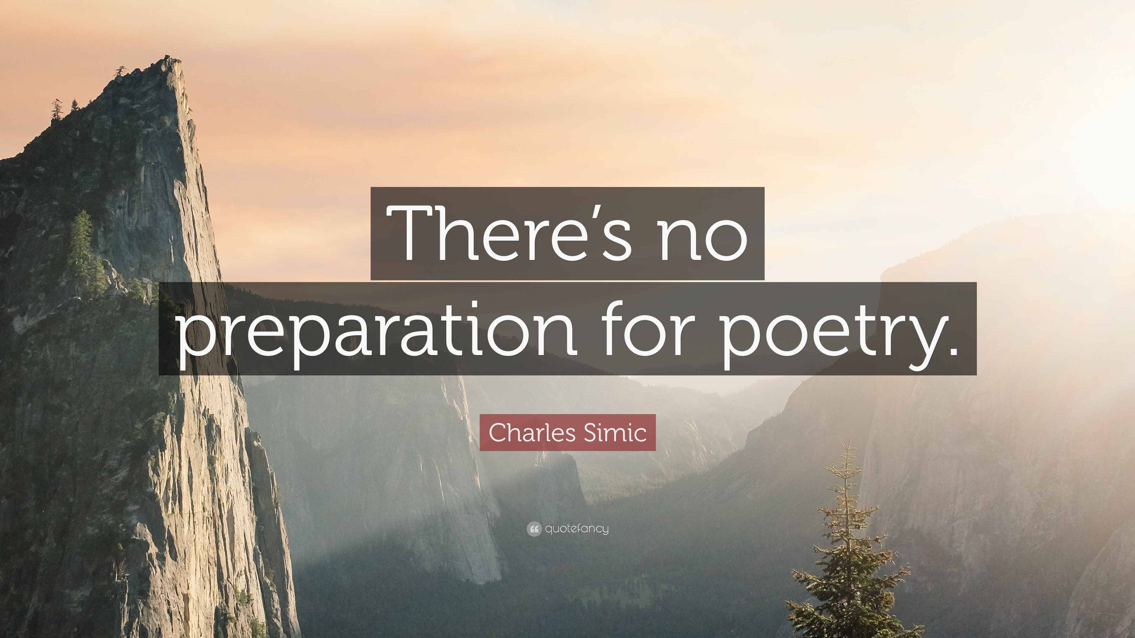 Charles Simic Quote: “There’s no preparation for poetry.”