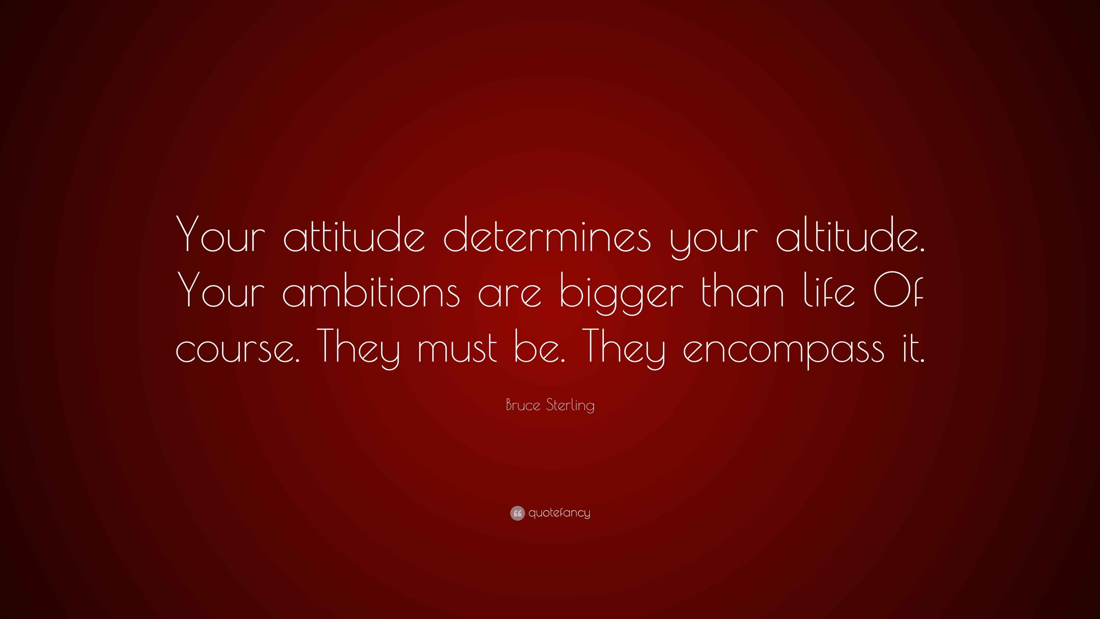 Bruce Sterling Quote: “Your attitude determines your altitude. Your ...