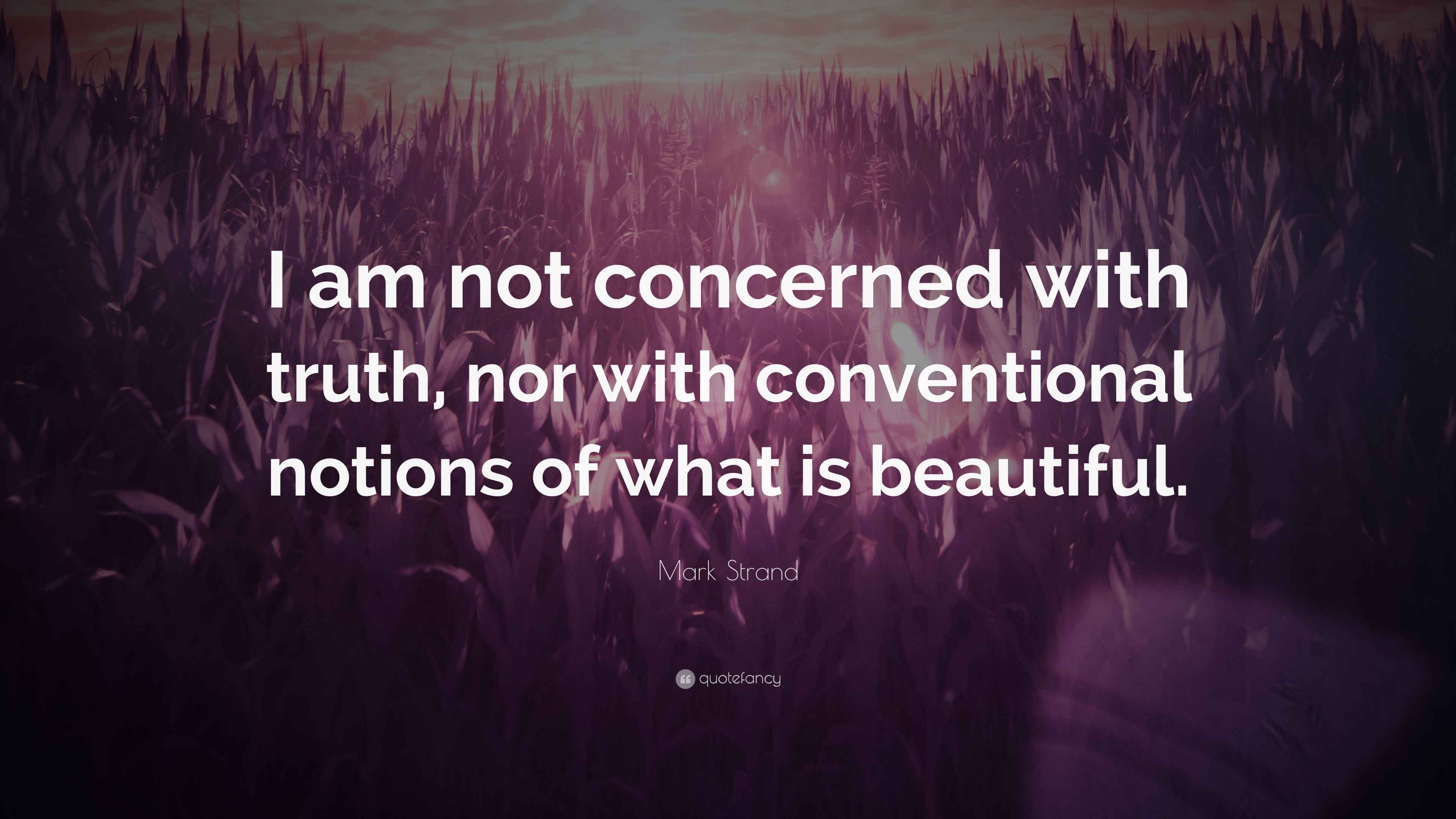 Mark Strand Quote: “I am not concerned with truth, nor with ...