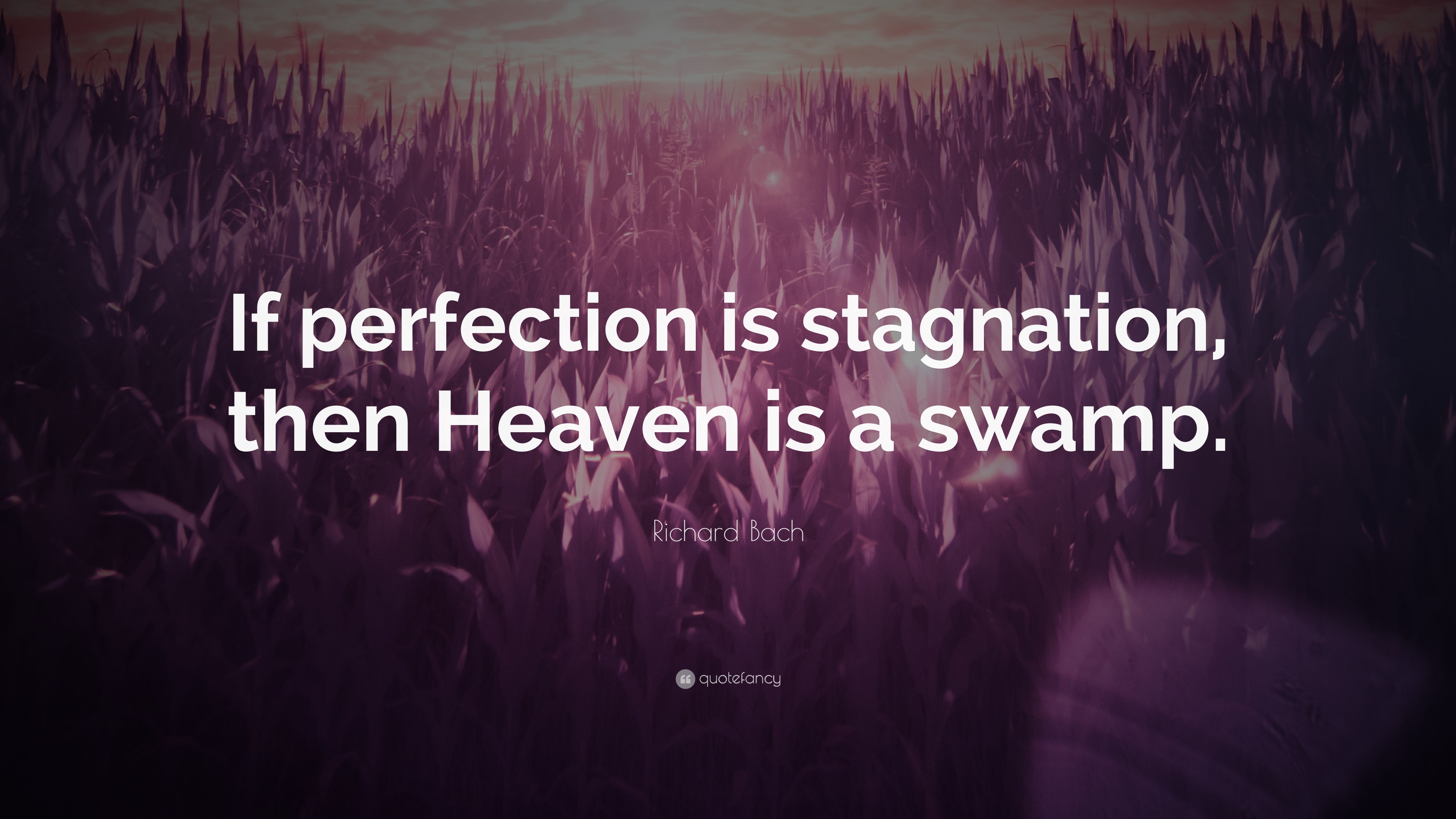 Richard Bach Quote: “If perfection is stagnation, then Heaven is a swamp.”