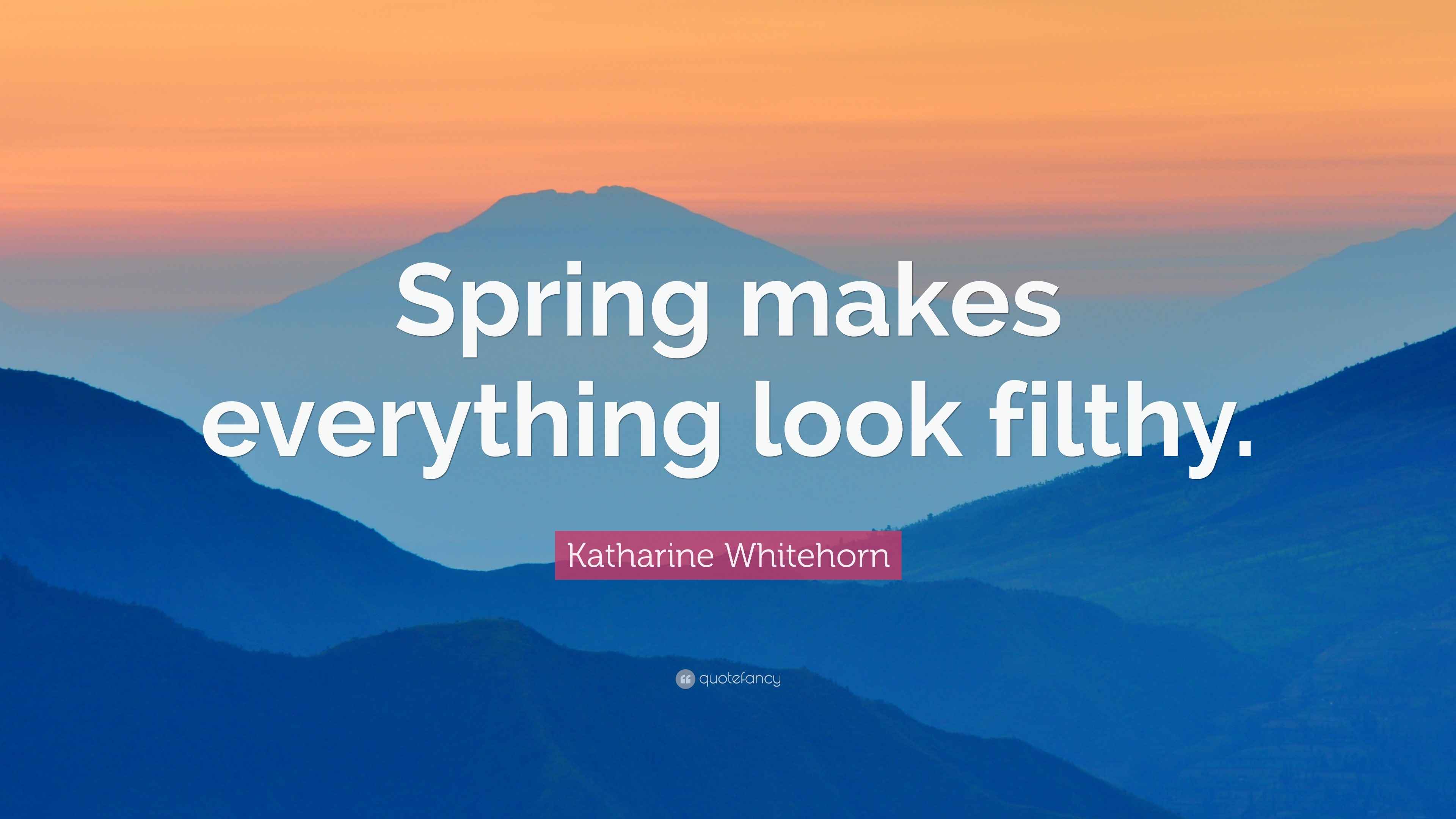 Katharine Whitehorn Quote: “Spring makes everything look filthy.”