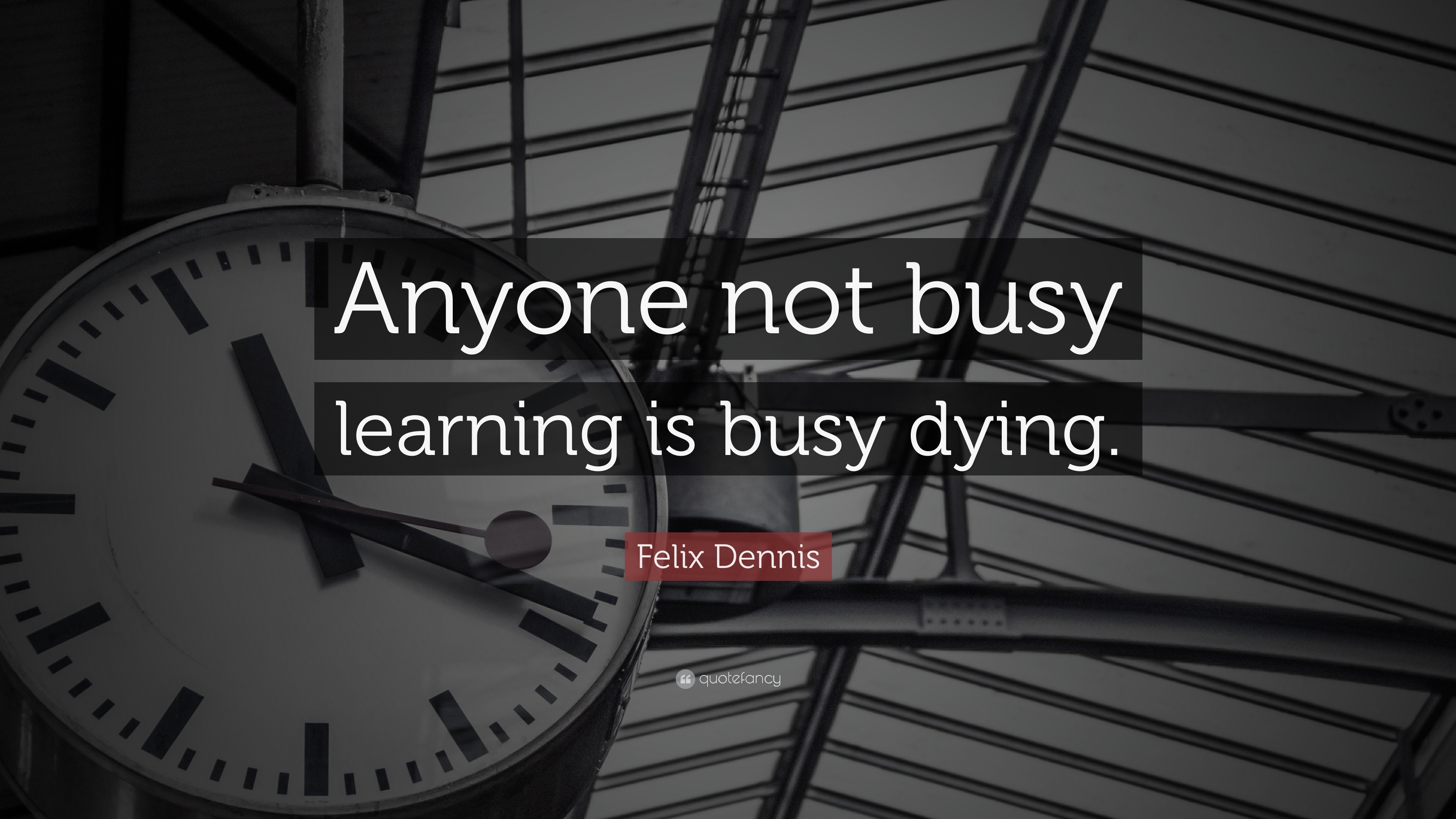 Felix Dennis Quote: “Anyone not busy learning is busy dying.”