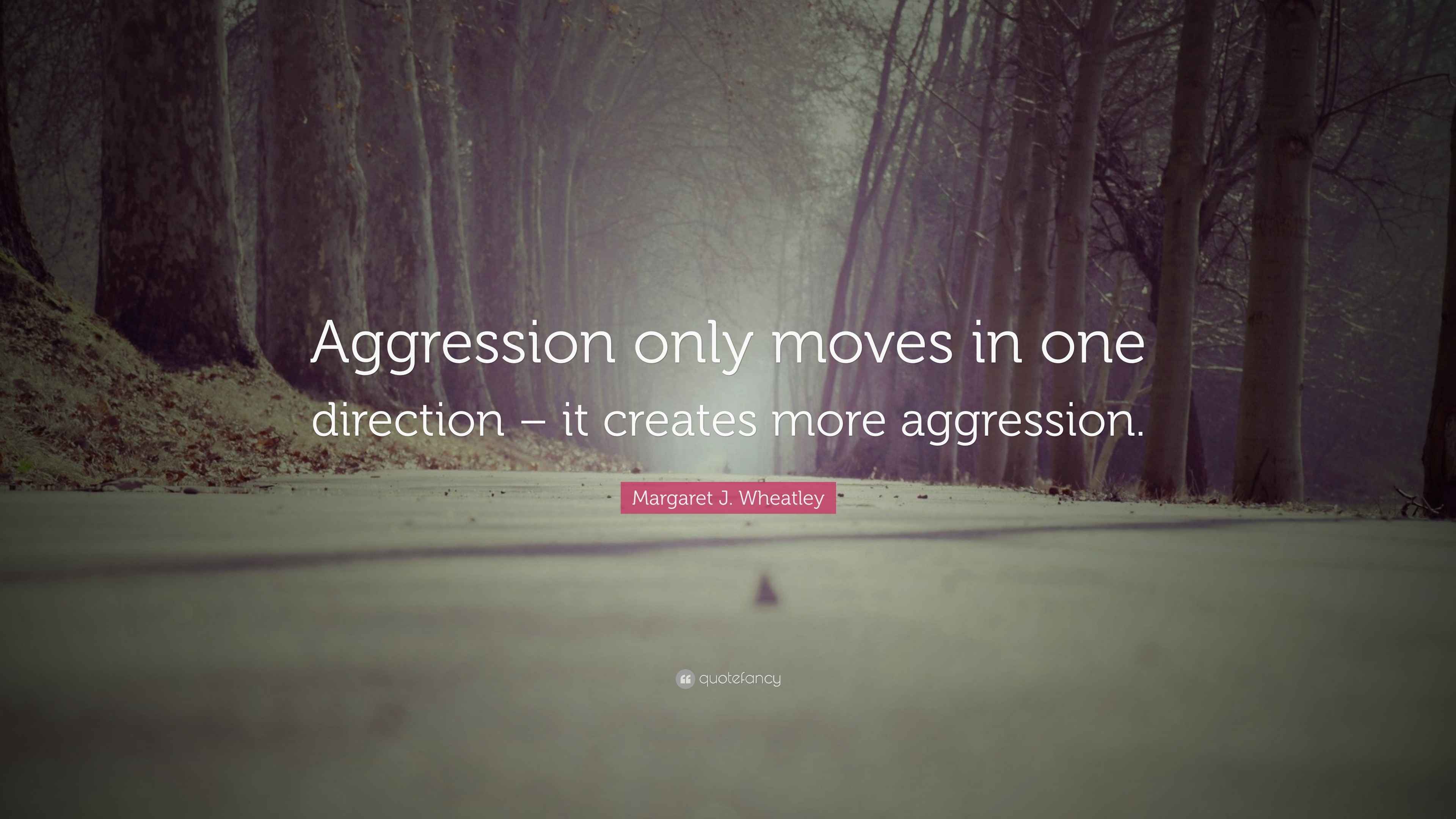 Margaret J. Wheatley Quote: “Aggression only moves in one direction ...