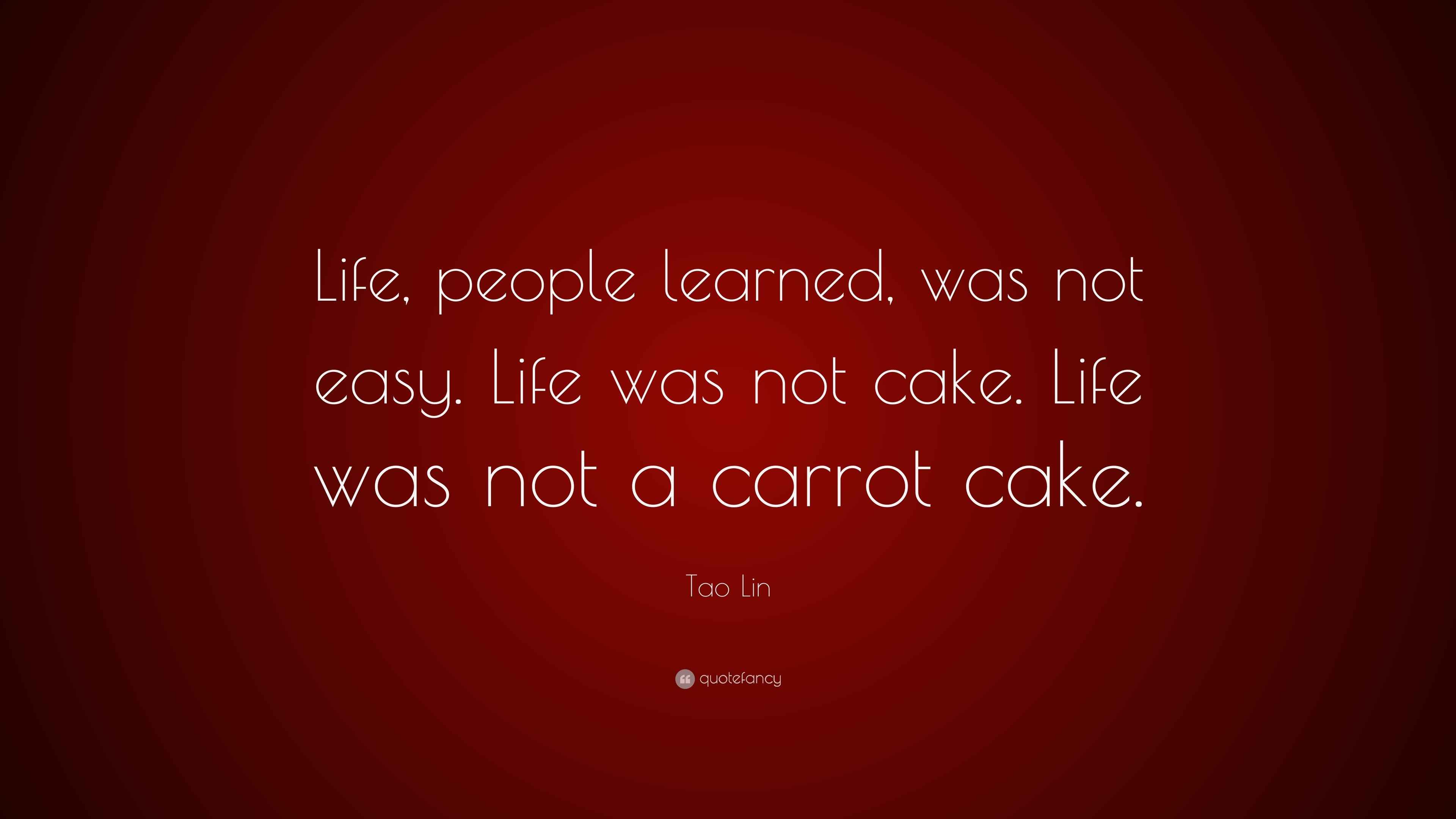 Tao Lin Quote: “Life, people learned, was not easy. Life was not cake ...