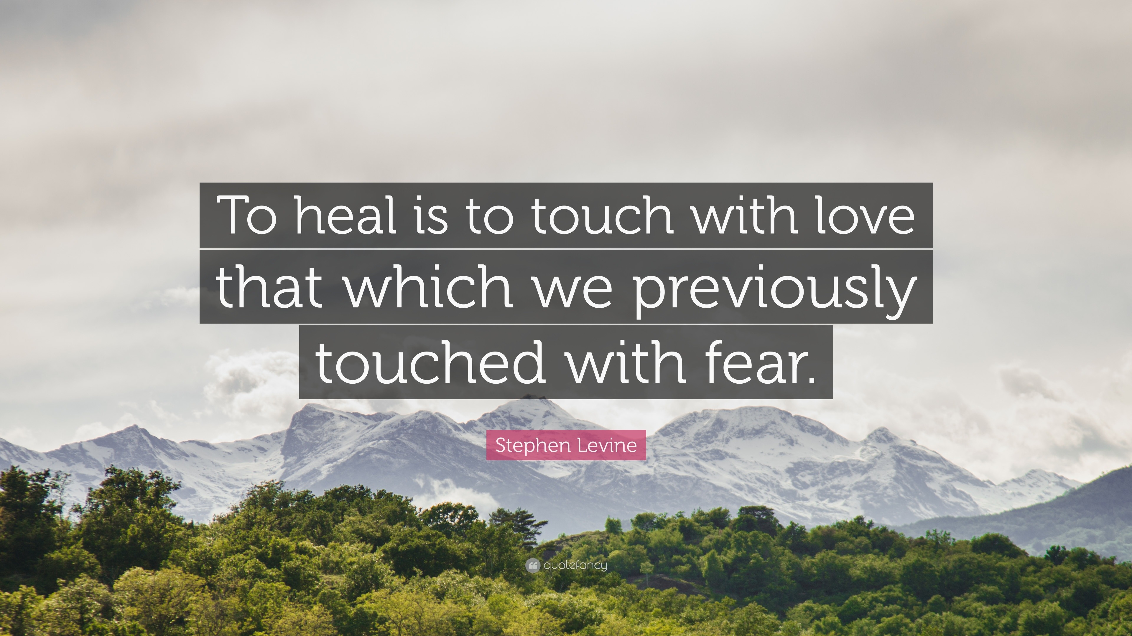 Stephen Levine Quote: “To heal is to touch with love that which we ...