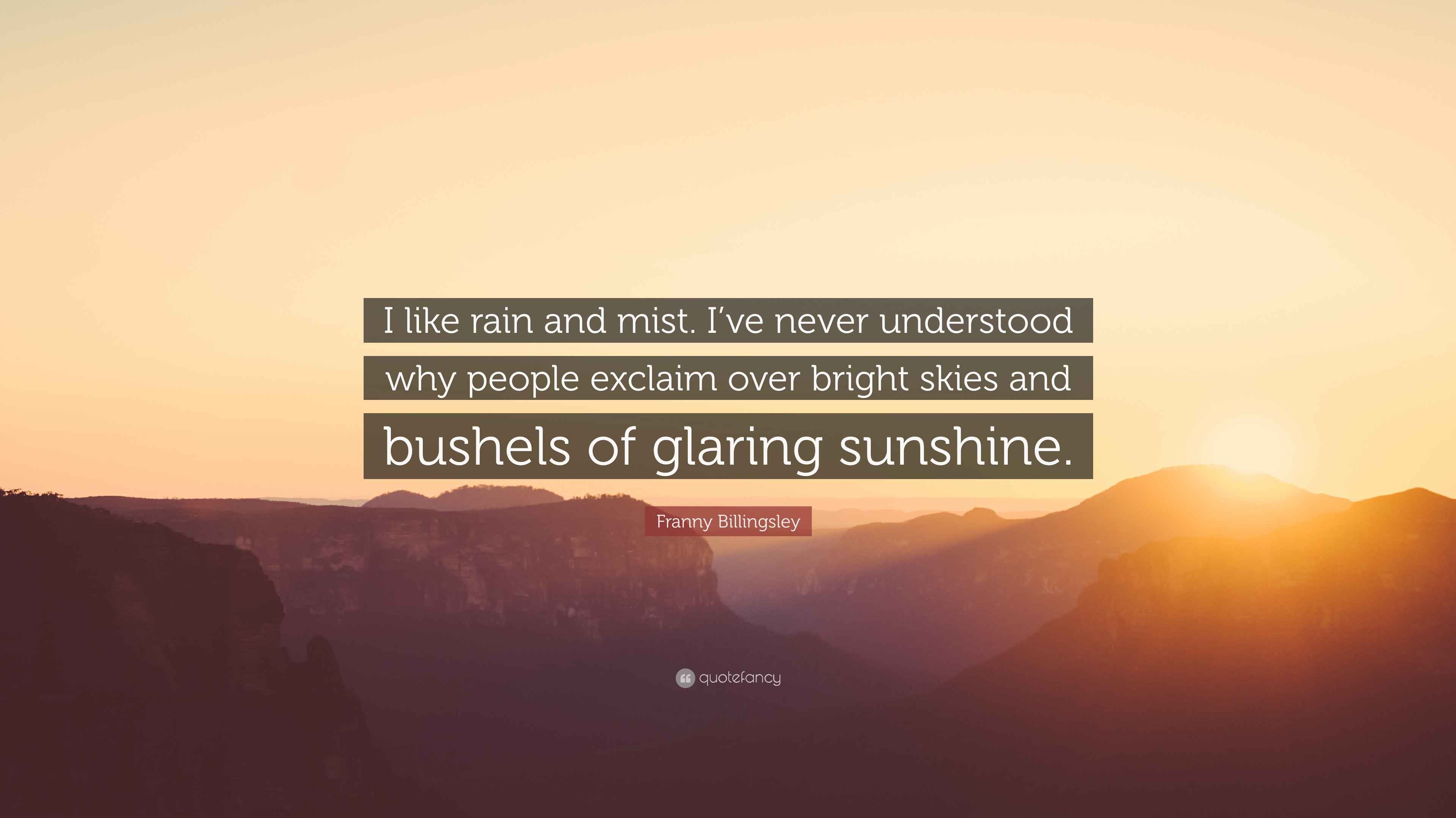 Franny Billingsley Quote: “I like rain and mist. I’ve never understood ...