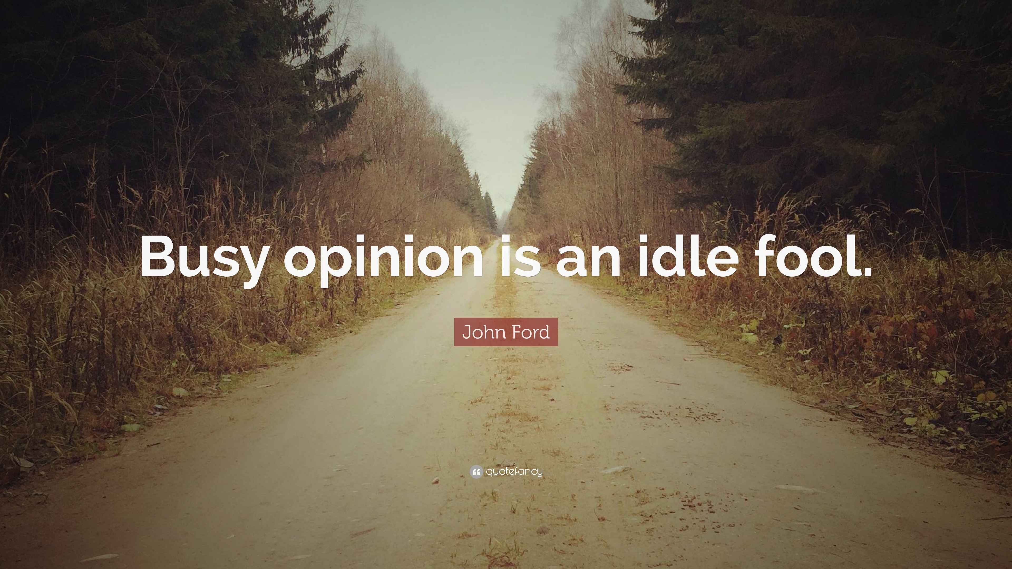 John Ford Quote: “Busy opinion is an idle fool.”