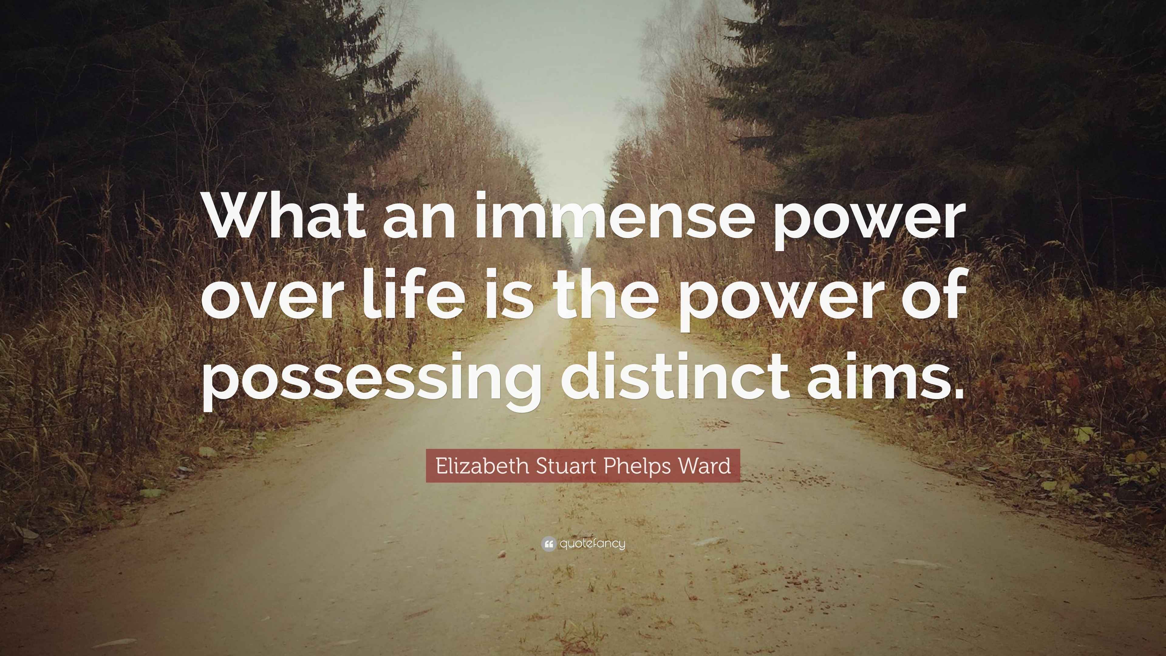 Elizabeth Stuart Phelps Ward Quote: “What an immense power over life is ...