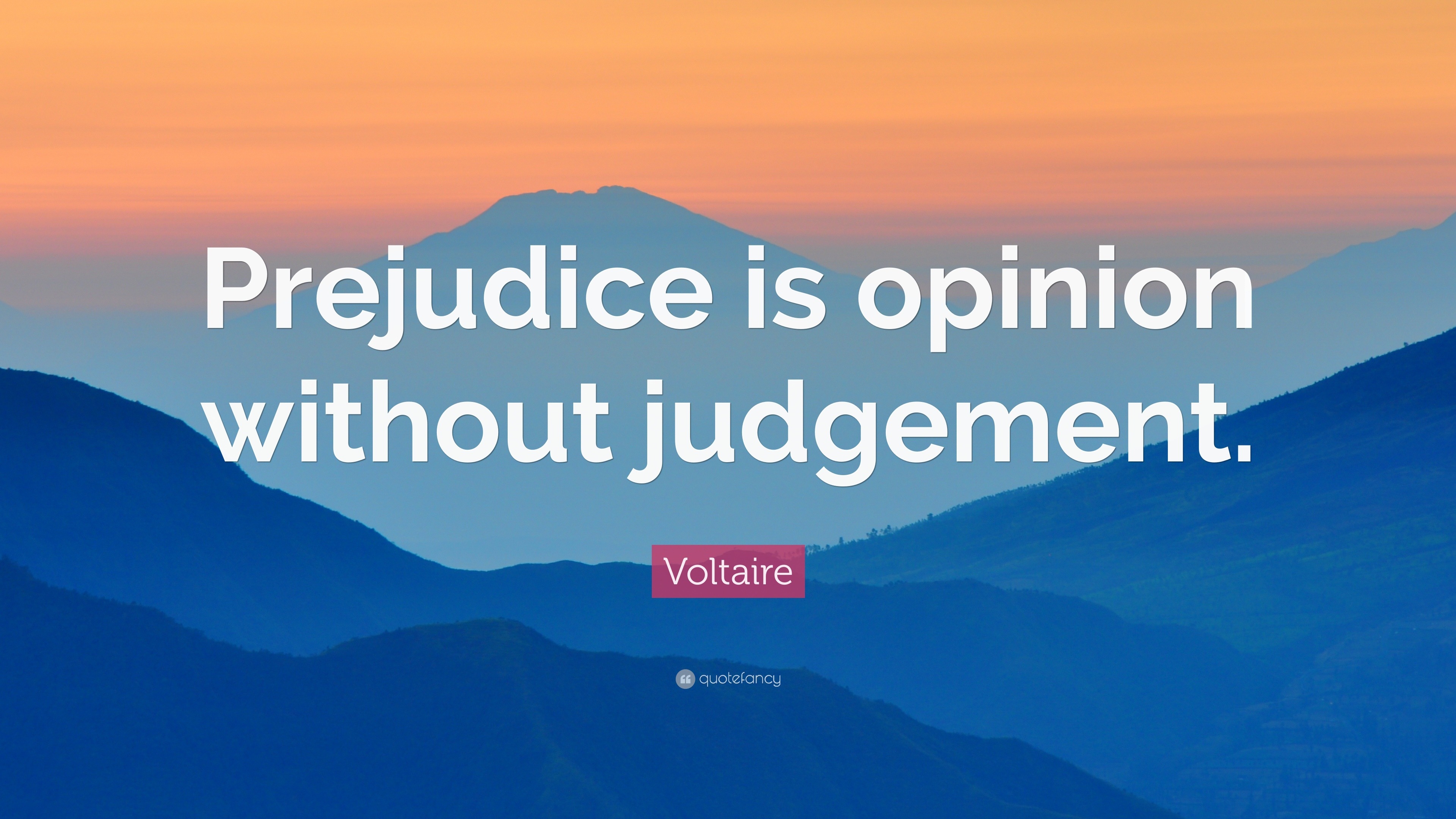 Voltaire Quote: “Prejudice is opinion without judgement.”