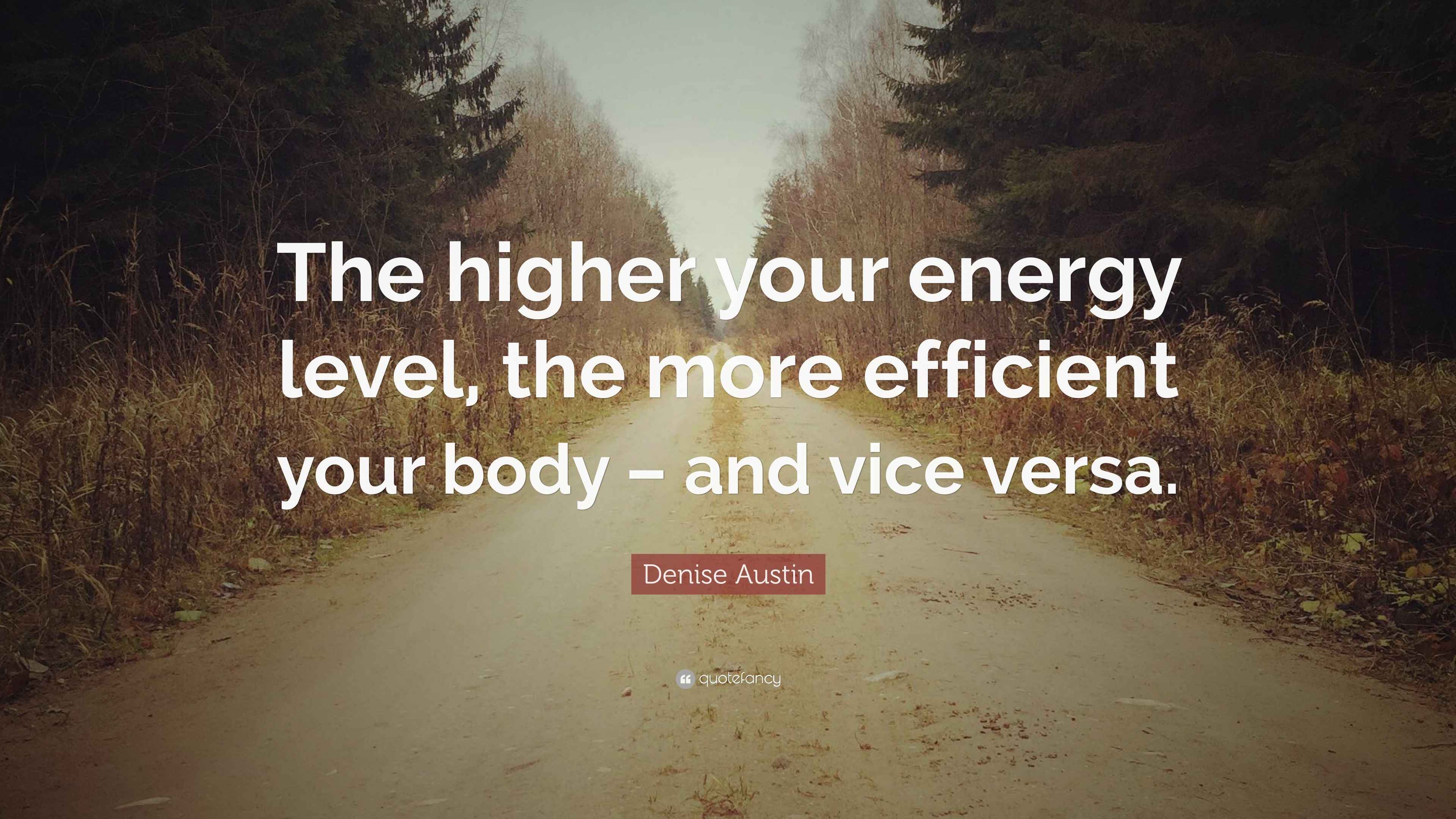 Denise Austin Quote: “The higher your energy level, the more efficient ...