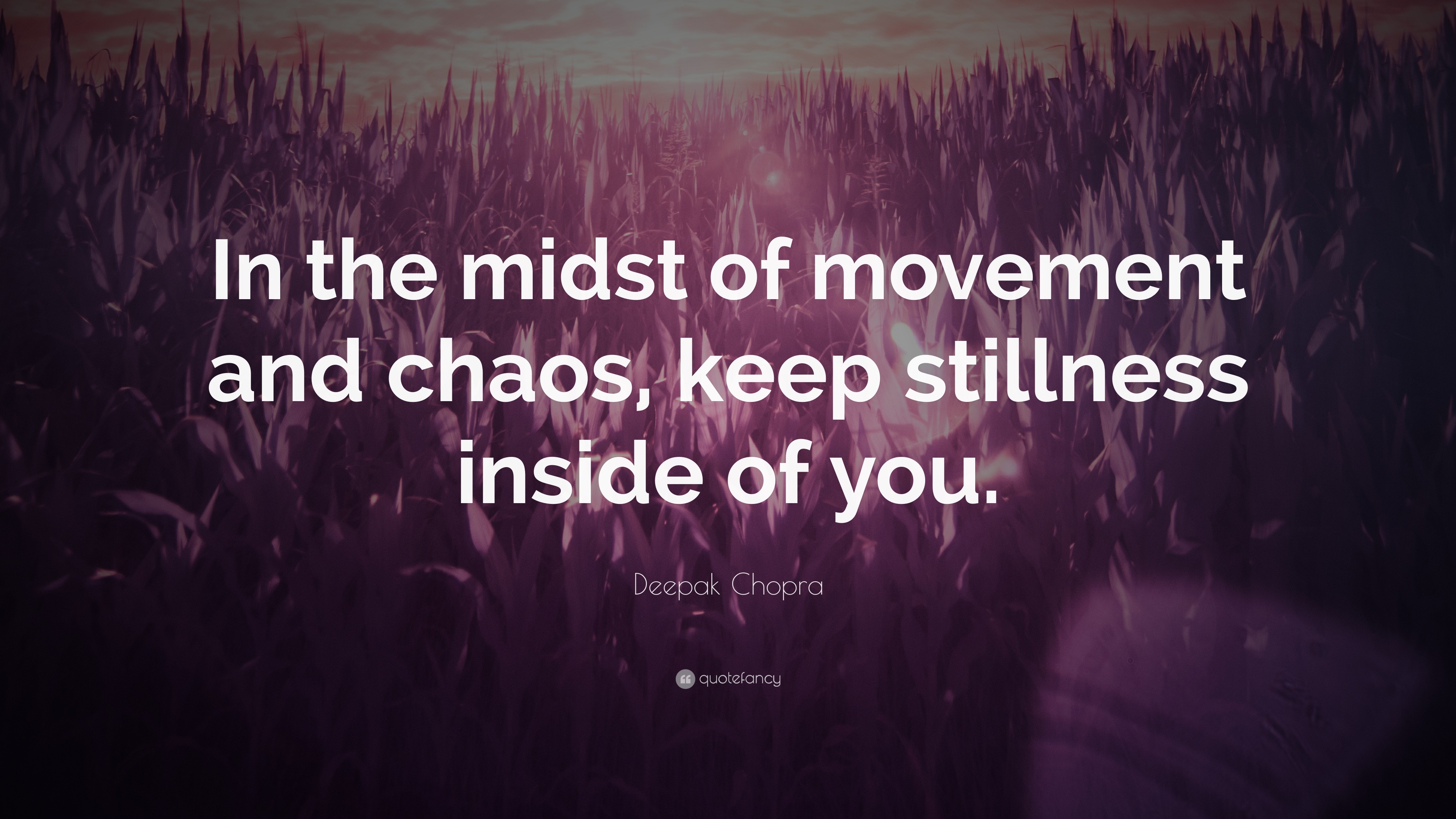 Deepak Chopra Quote: “In the midst of movement and chaos, keep ...