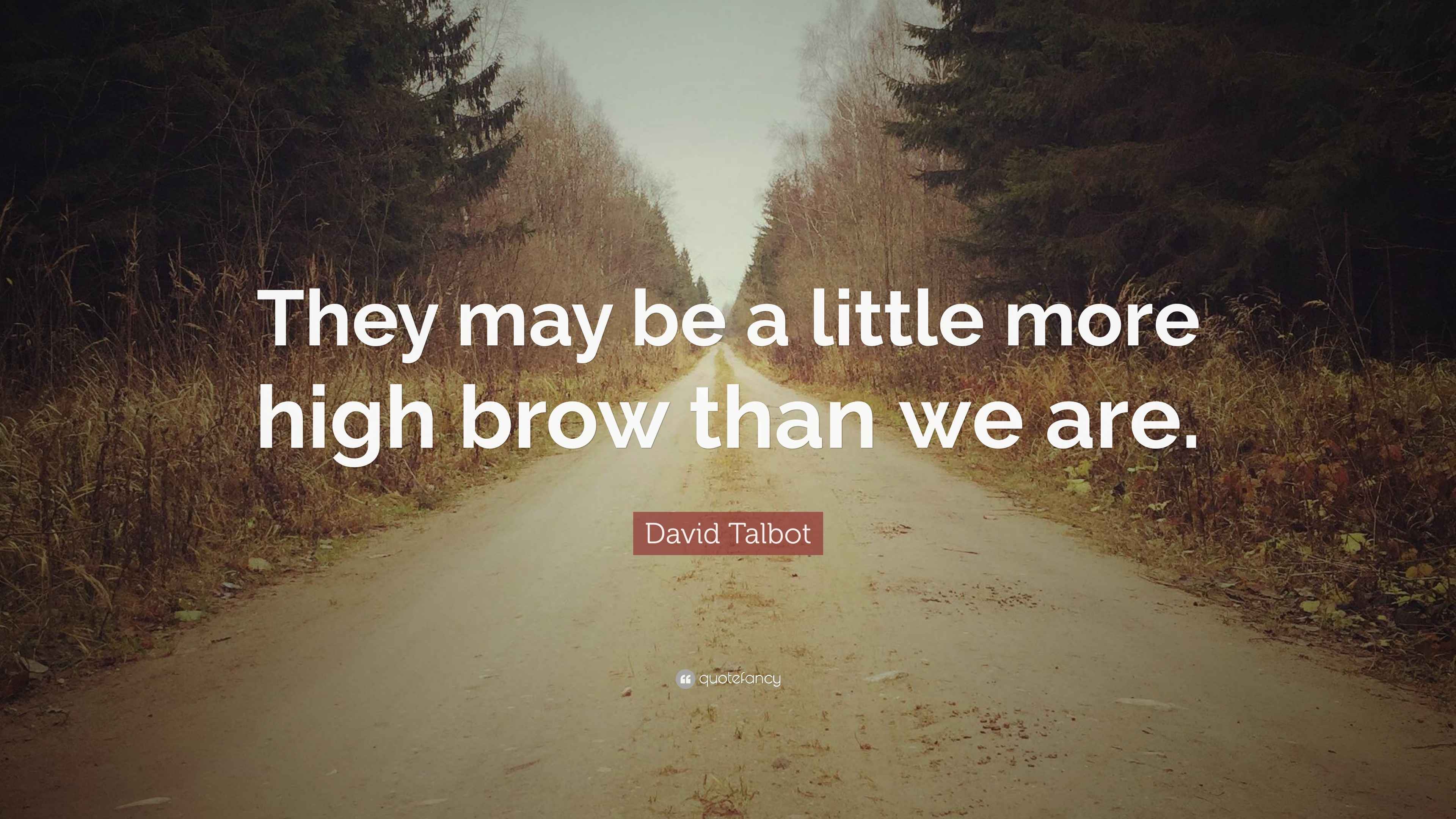 David Talbot Quote: “They may be a little more high brow than we are.”