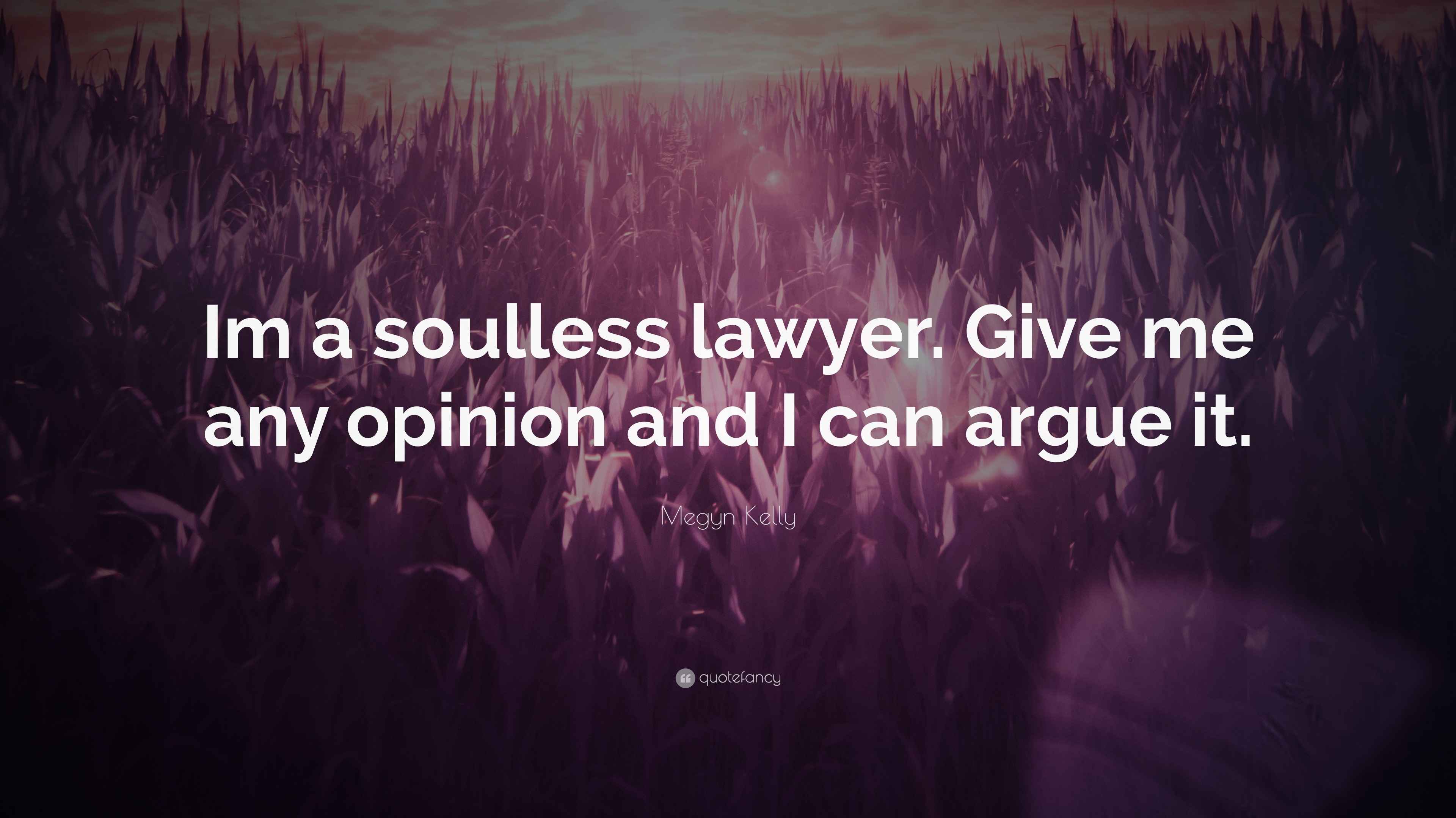 Megyn Kelly Quote: “Im a soulless lawyer. Give me any opinion and I can ...