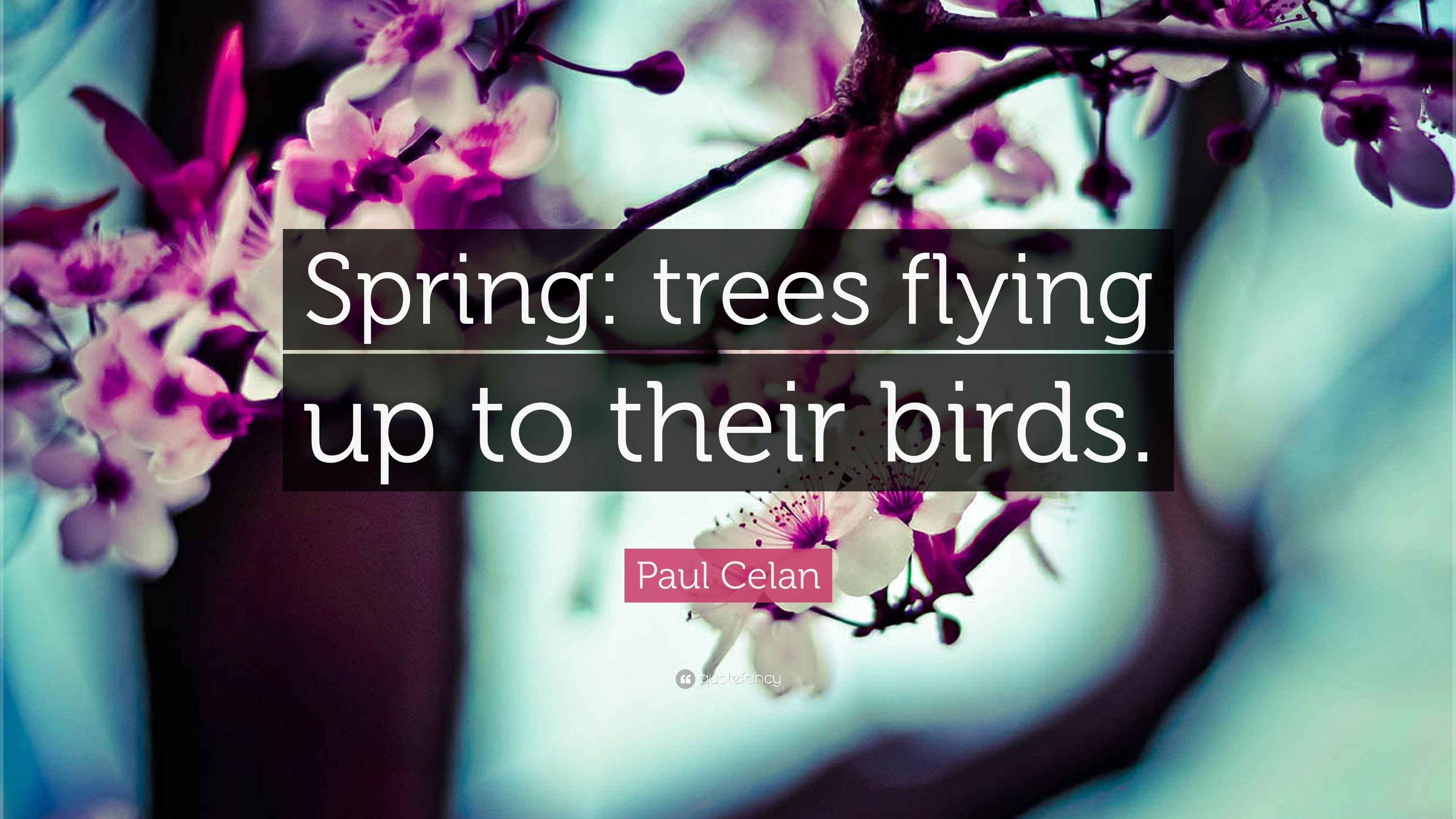 Paul Celan Quote: “Spring: trees flying up to their birds.”