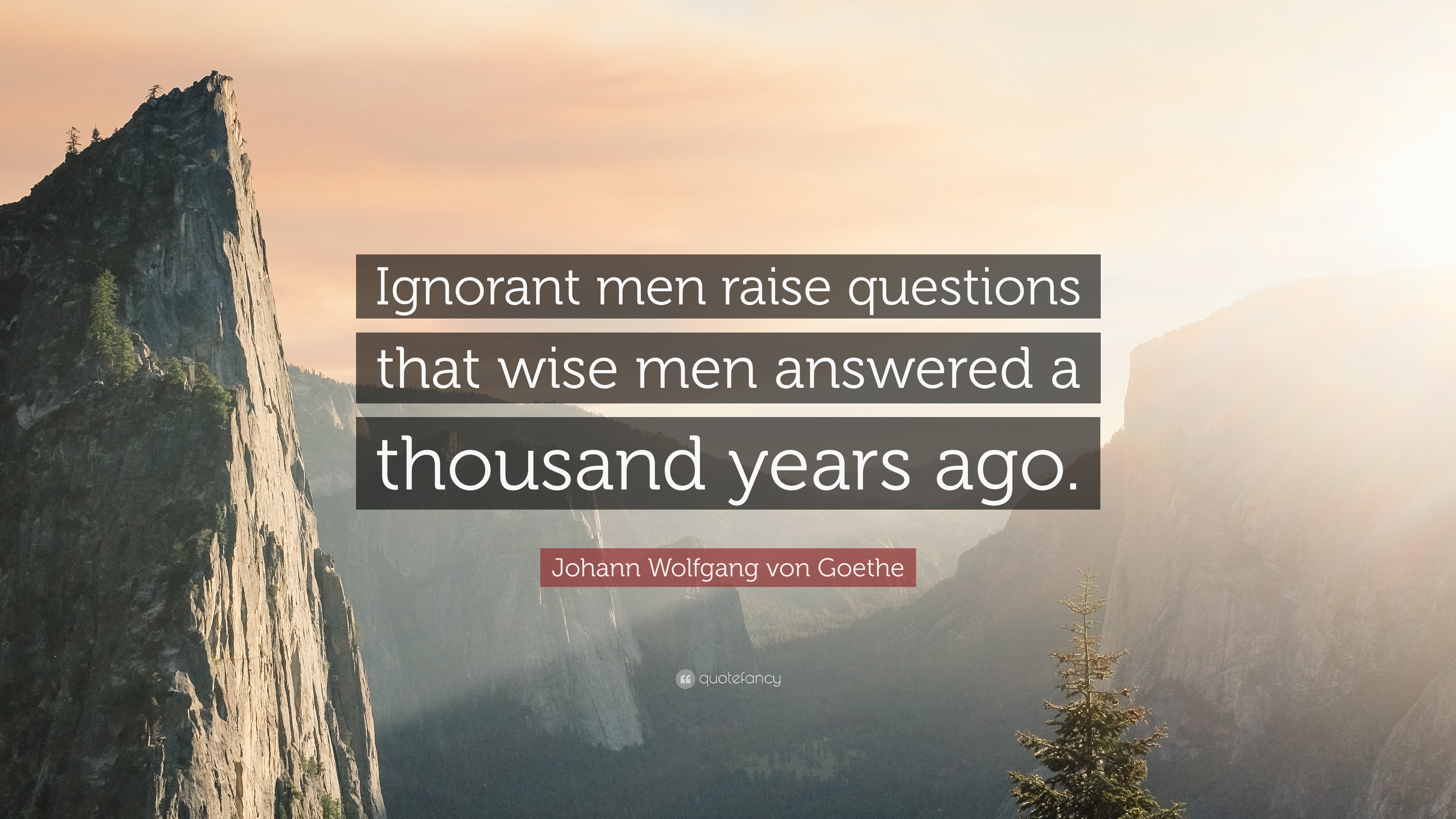 Johann Wolfgang von Goethe Quote: “Ignorant men raise questions that ...