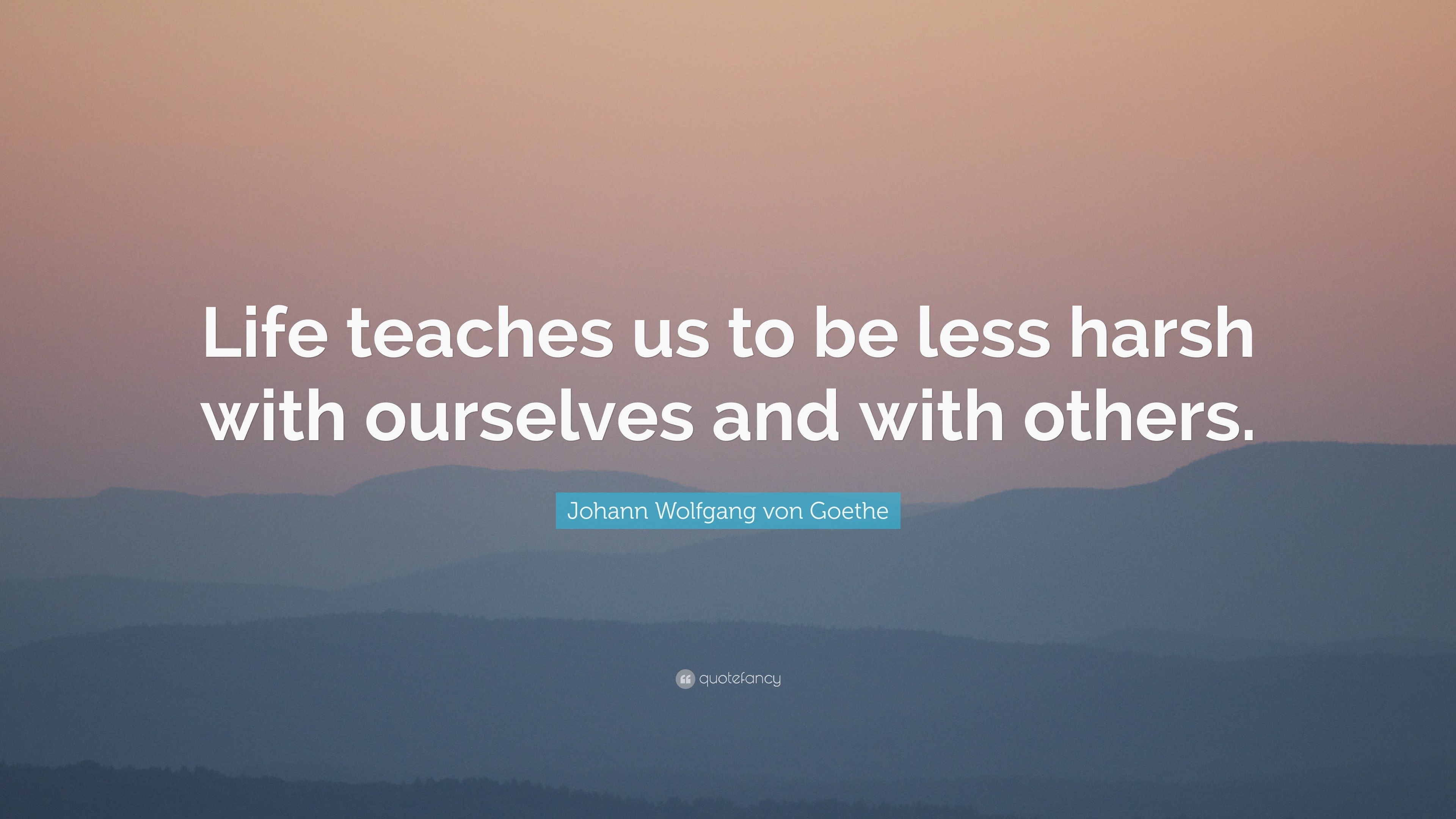 Johann Wolfgang von Goethe Quote: “Life teaches us to be less harsh ...