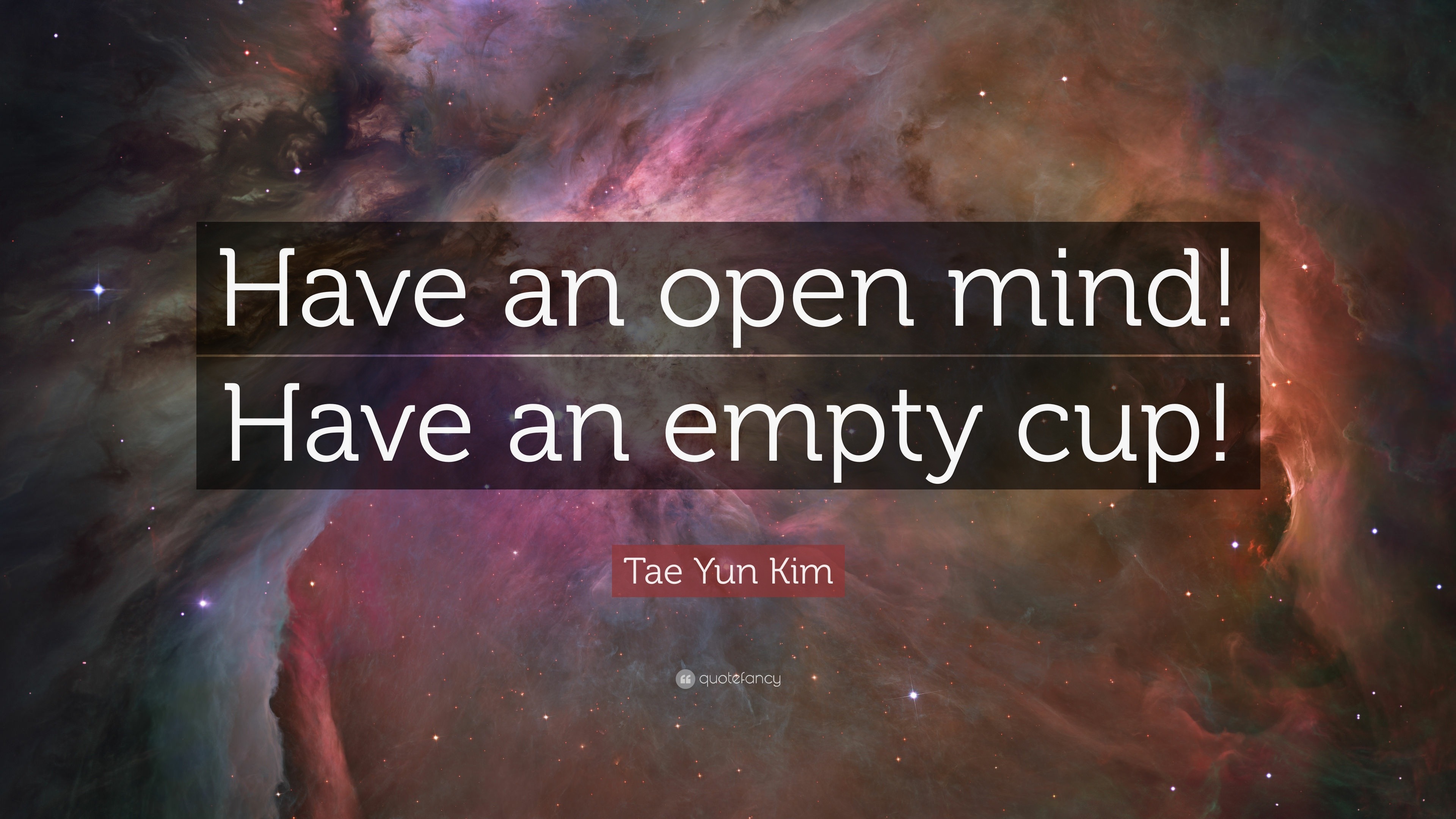 Tae Yun Kim Quote: “Have an open mind! Have an empty cup!”