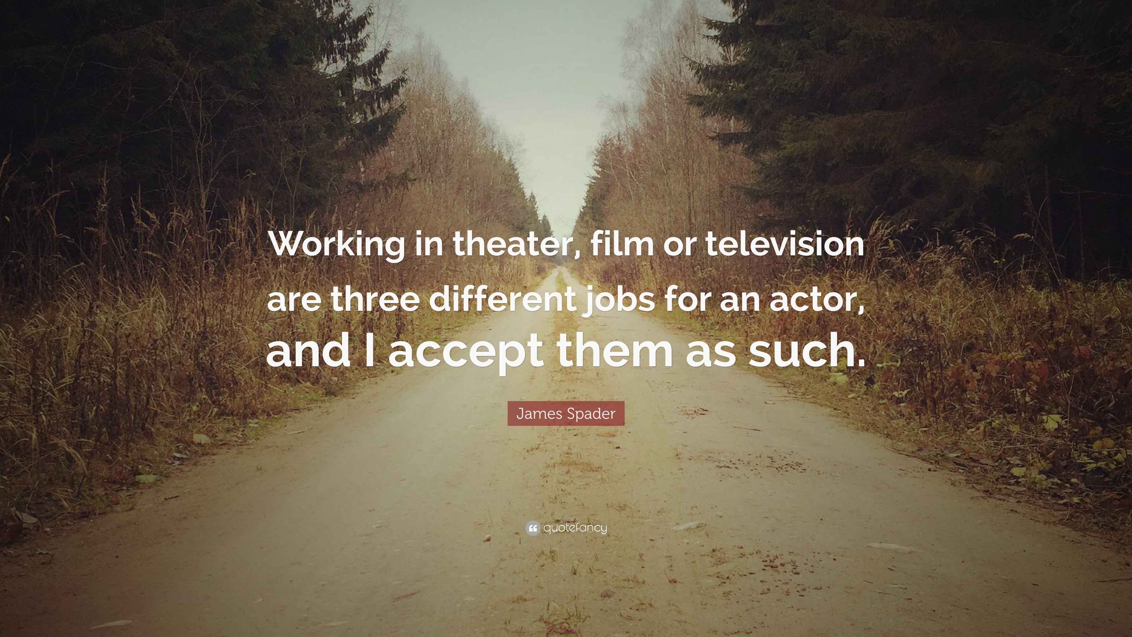 James Spader Quote: “Working in theater, film or television are three ...