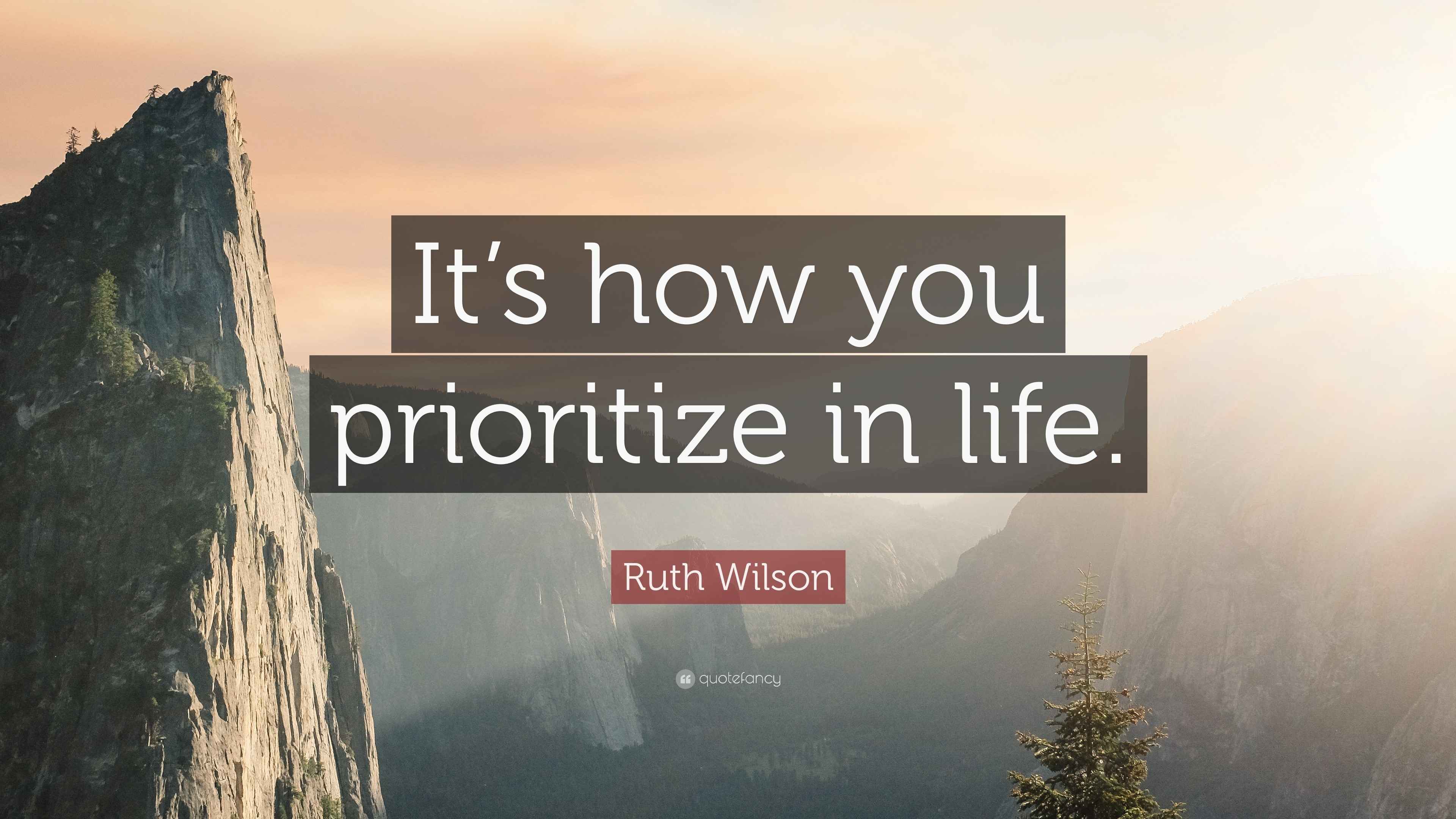 Ruth Wilson Quote: “It’s how you prioritize in life.”